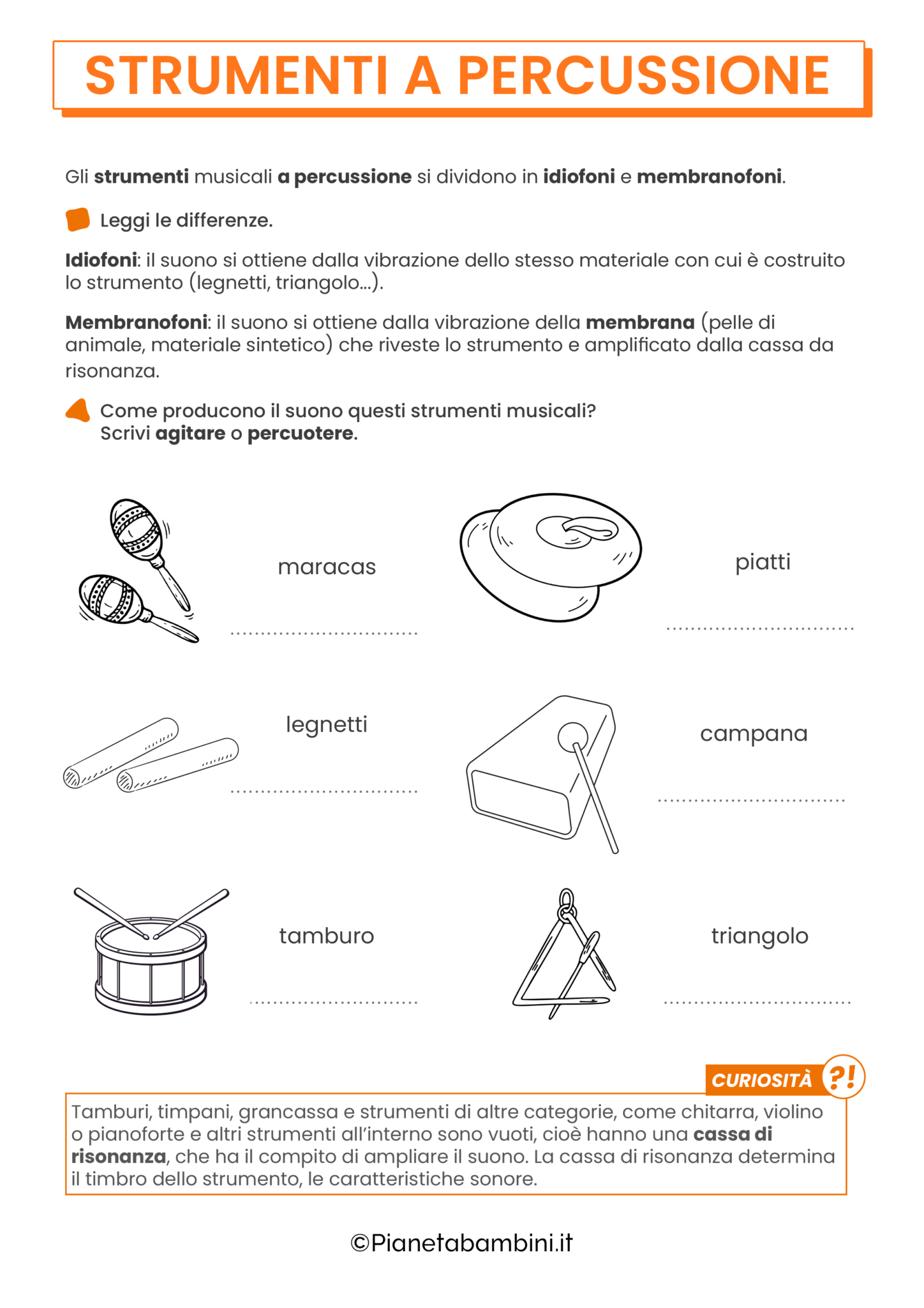 Strumenti a Percussione: Schede Didattiche per la Scuola Primaria ...