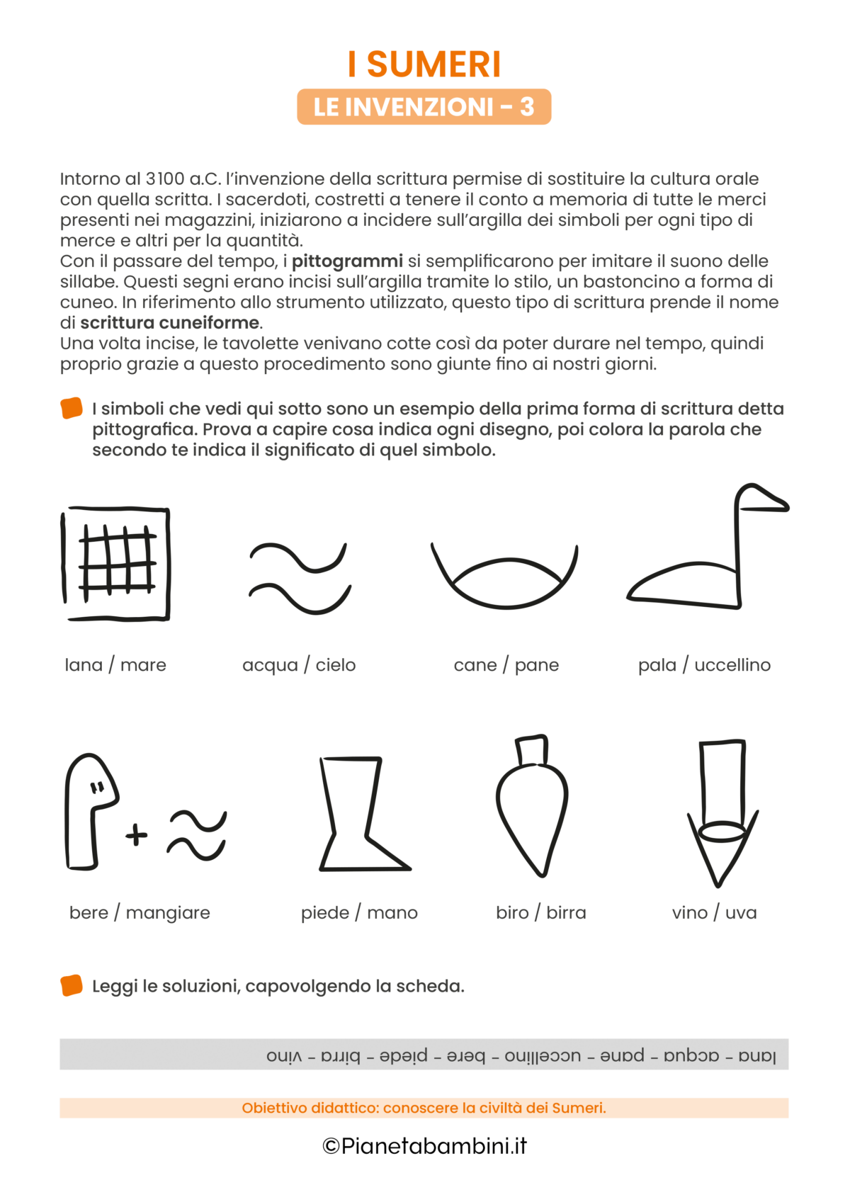 I Sumeri: Schede didattiche per la Scuola Primaria | PianetaBambini.it