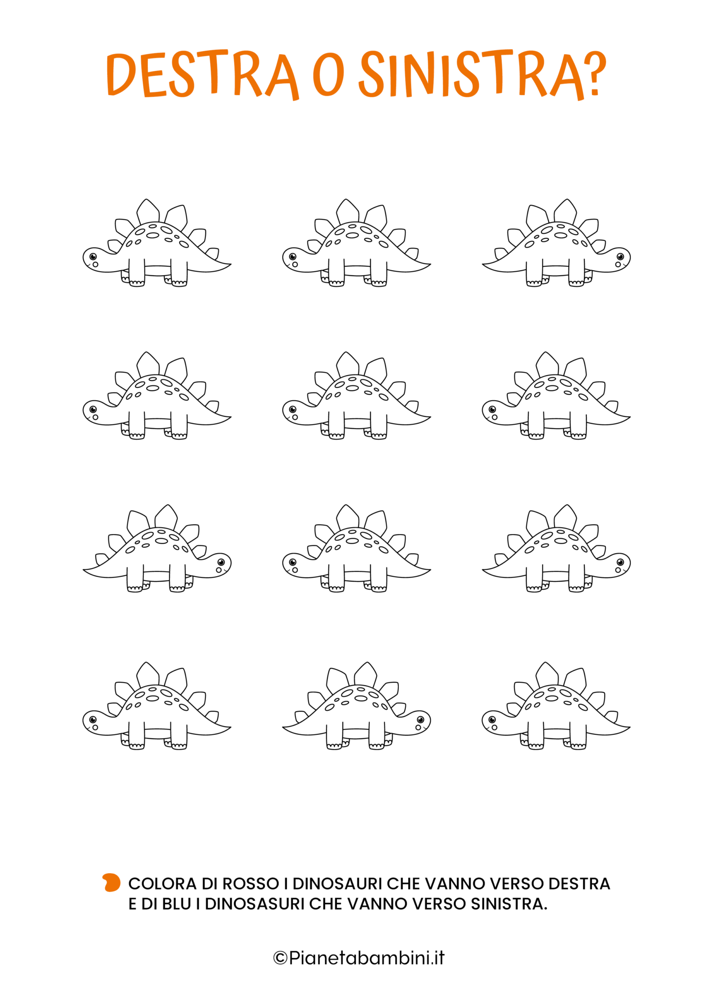 Destra e Sinistra: Schede Didattiche per Bambini | PianetaBambini.it