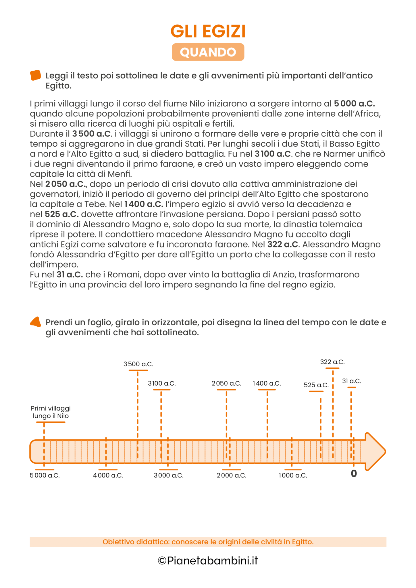 Gli Egizi: Schede Didattiche per la Scuola Primaria | PianetaBambini.it
