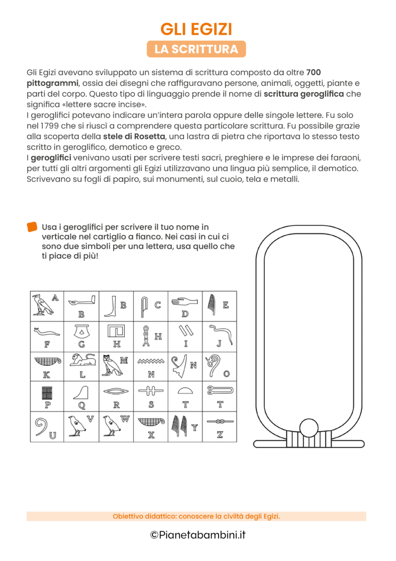 Gli Egizi: Schede Didattiche per la Scuola Primaria | PianetaBambini.it
