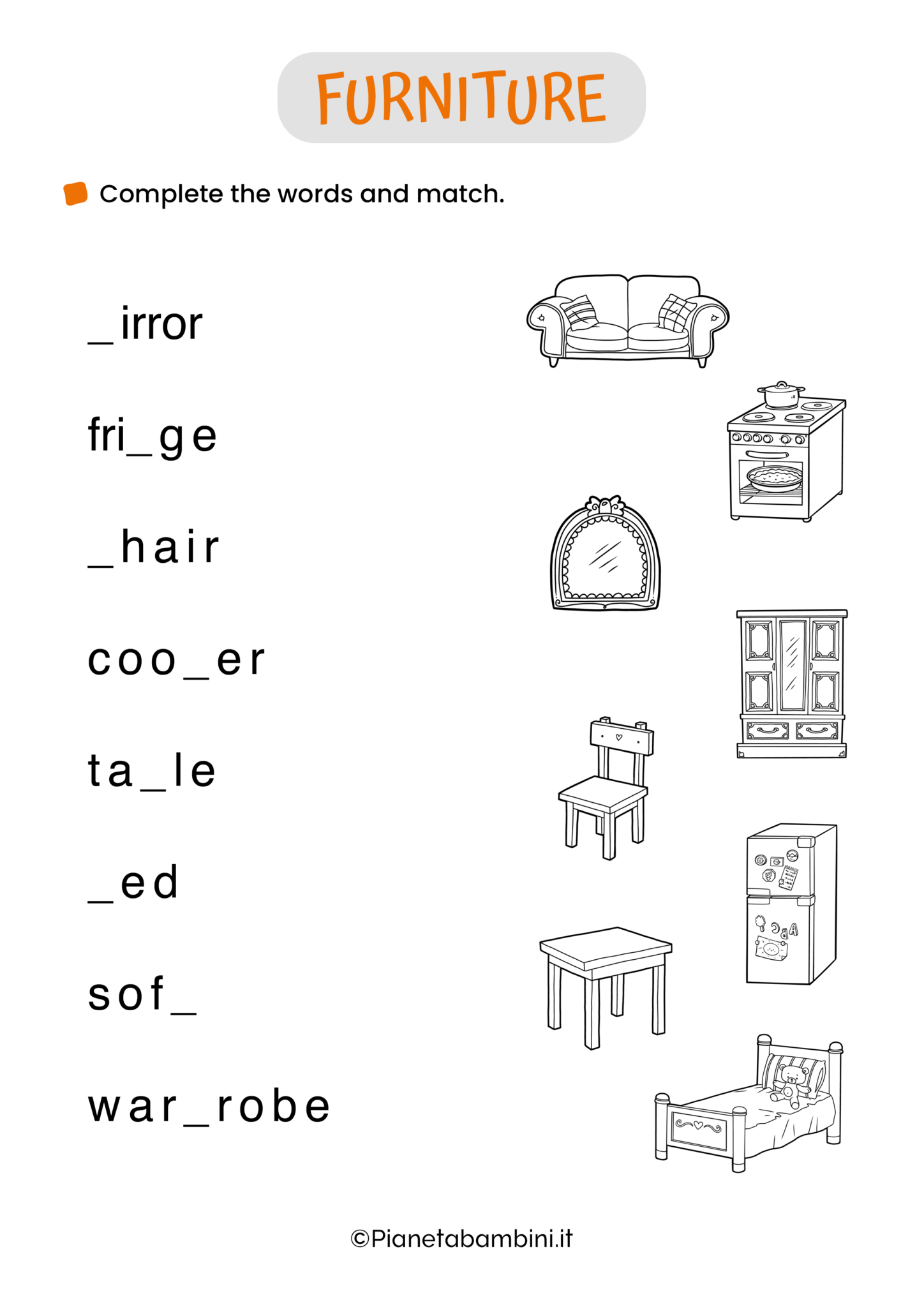 Parti e Oggetti della Casa in Inglese: Schede per la Scuola Primaria ...