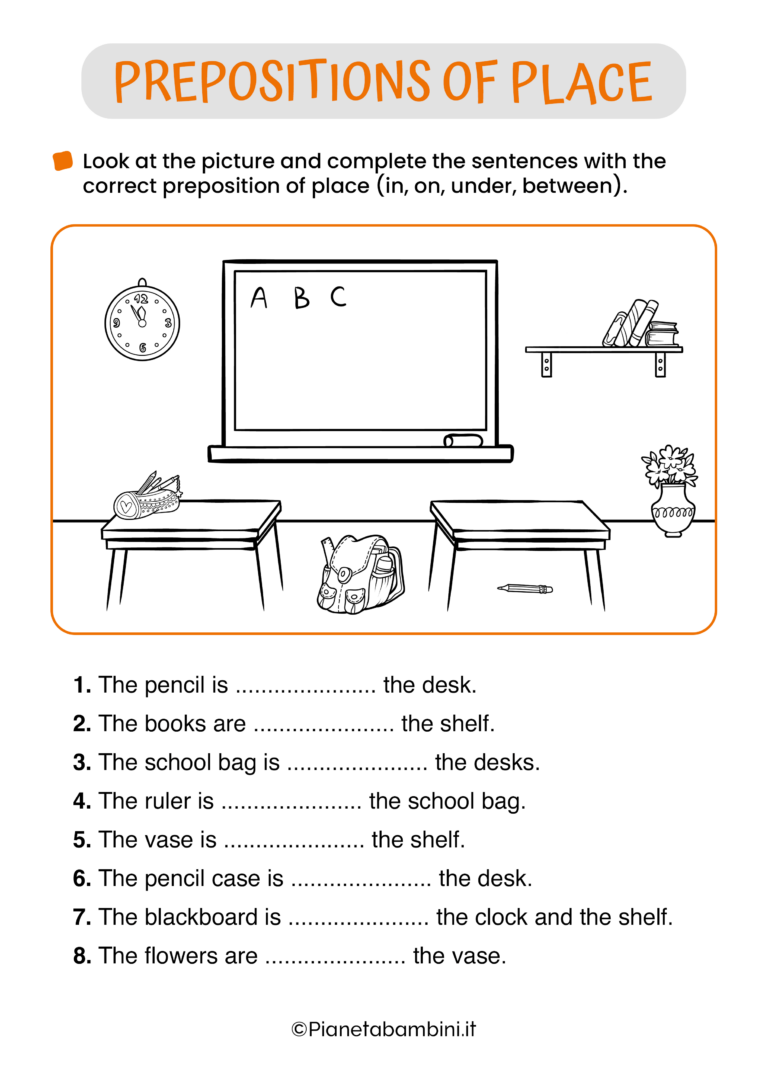 Preposizioni di Luogo in Inglese: Esercizi per la Scuola Primaria ...