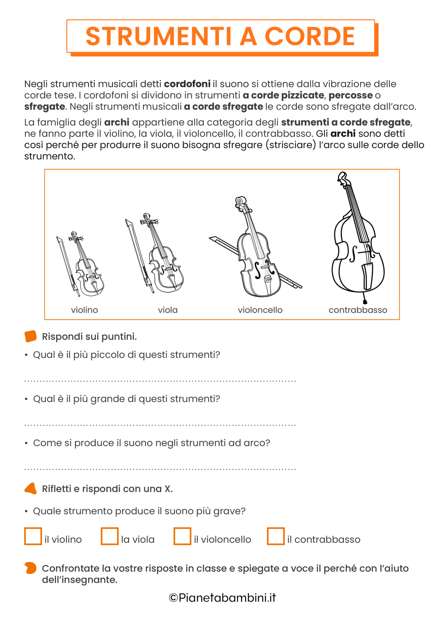 Strumenti a Corde: Schede Didattiche per la Scuola Primaria ...