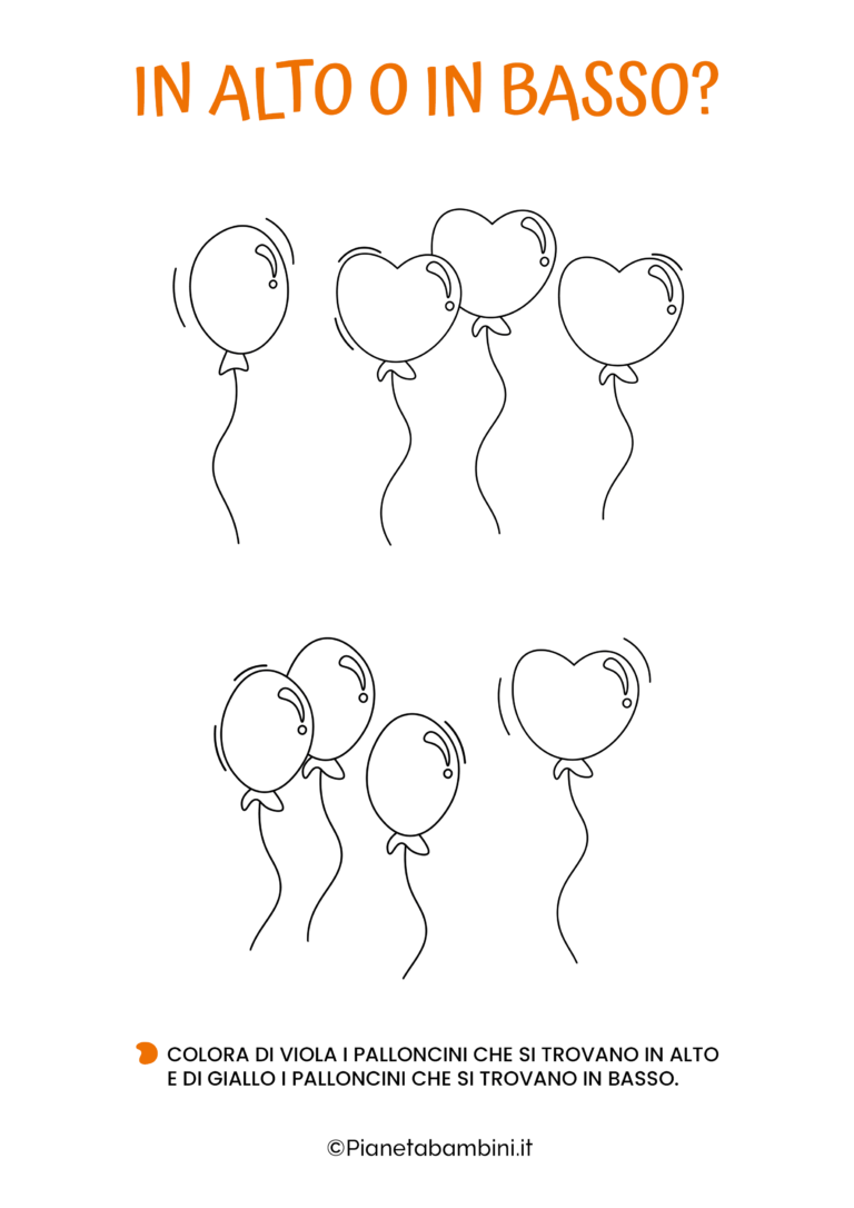 In Alto e In Basso: Schede Didattiche per Bambini | PianetaBambini.it