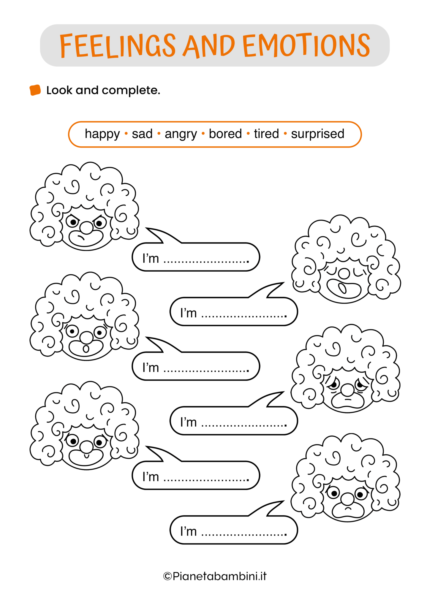 Emozioni in Inglese: Schede per la Scuola Primaria | PianetaBambini.it