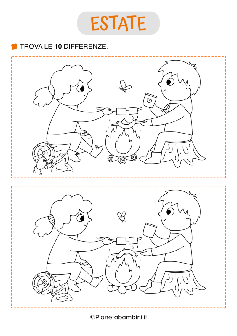 Trova le Differenze sull'Estate da Stampare | PianetaBambini.it
