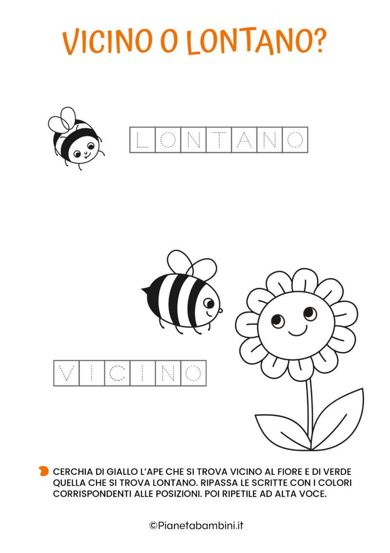 Vicino e Lontano: Schede Didattiche per Bambini | PianetaBambini.it