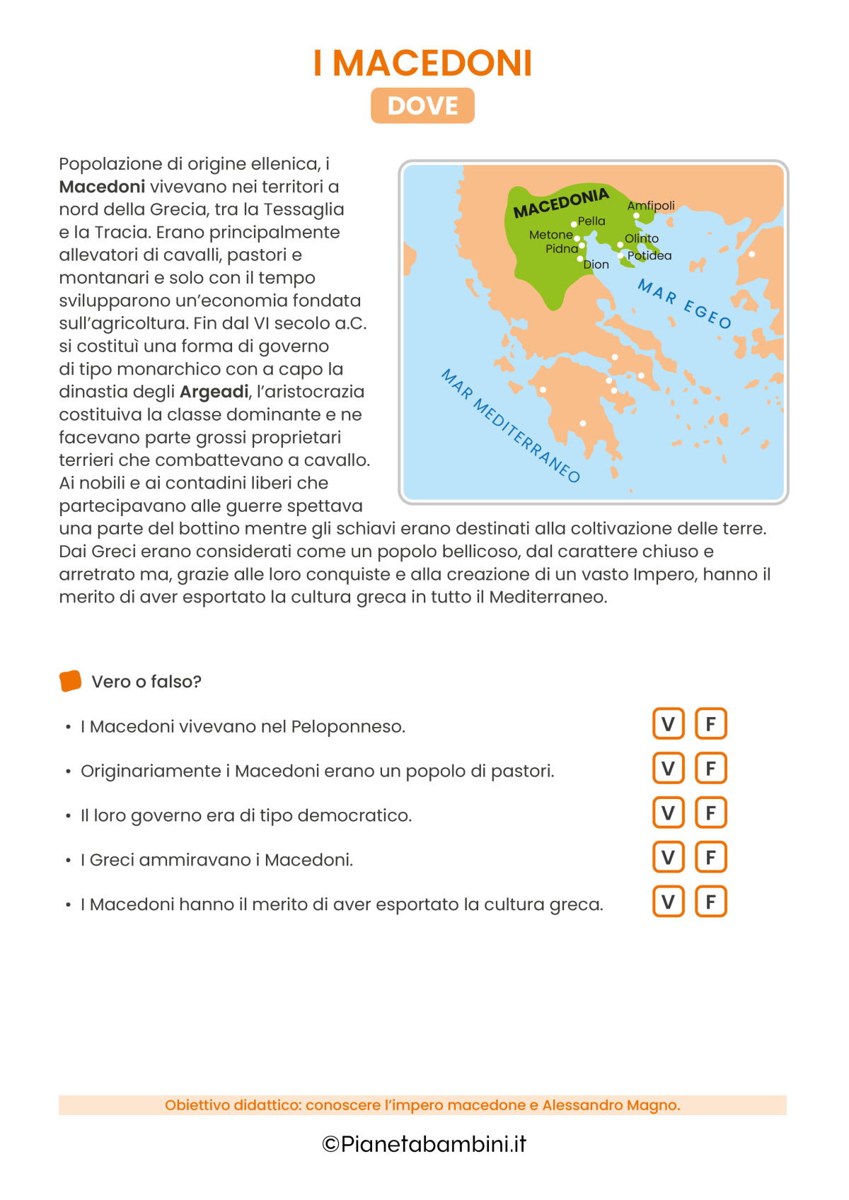 I Macedoni: Schede Didattiche per la Scuola Primaria | PianetaBambini.it