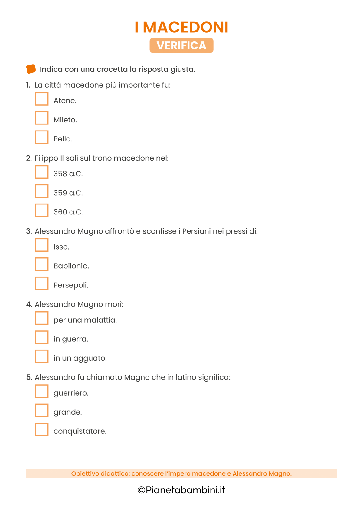 I Macedoni: Schede Didattiche per la Scuola Primaria | PianetaBambini.it