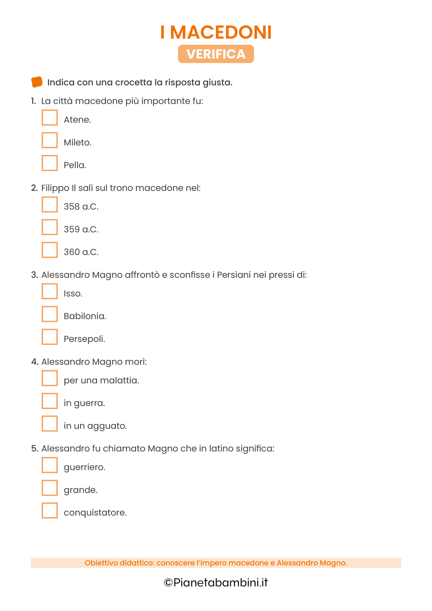 I Macedoni: Schede Didattiche per la Scuola Primaria | PianetaBambini.it