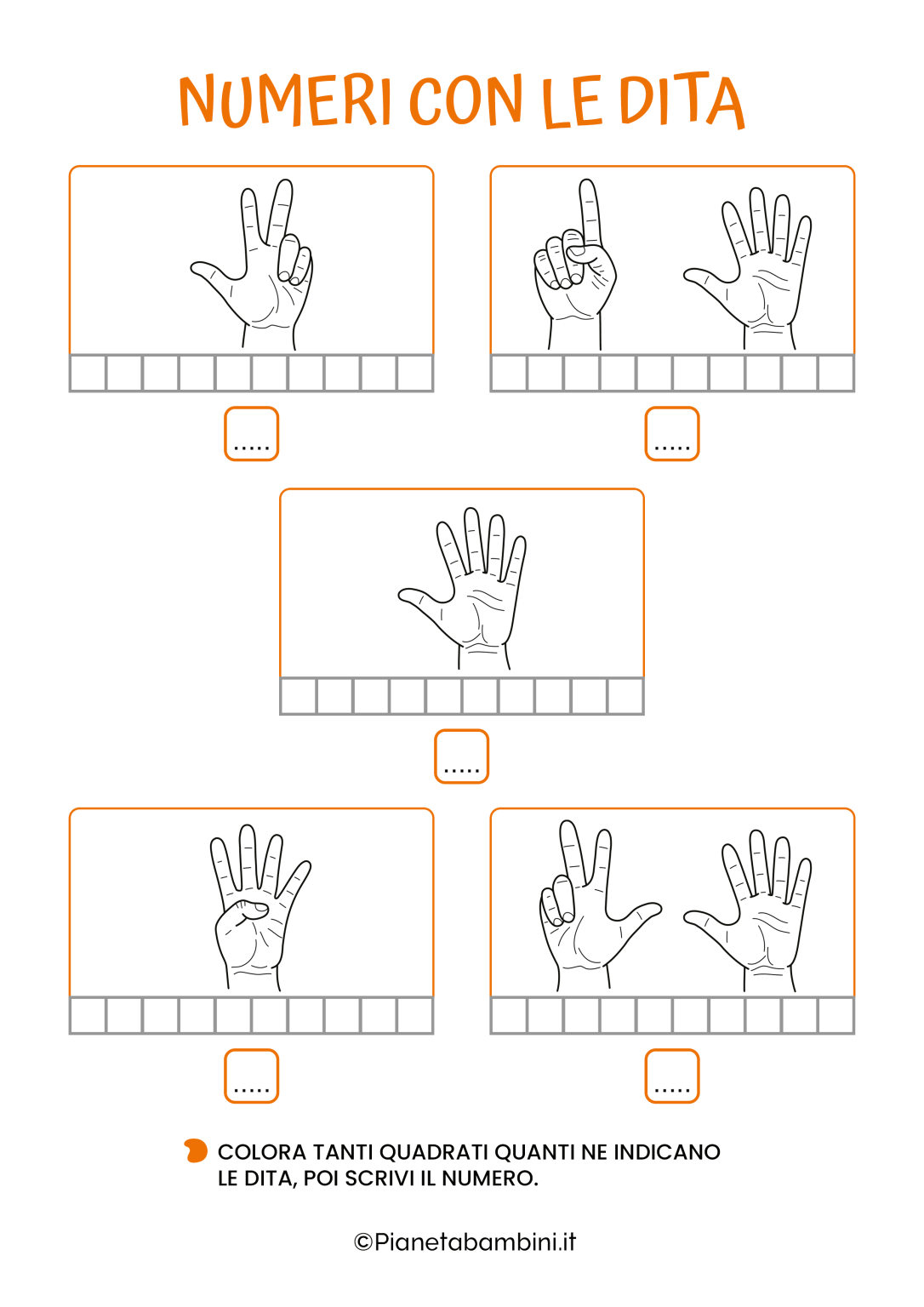 Numeri con le Dita: Schede Didattiche per Bambini | PianetaBambini.it