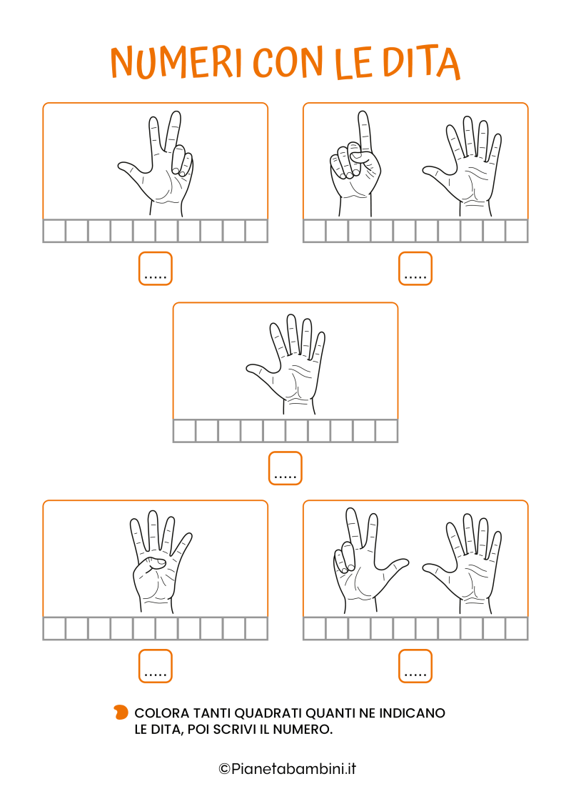 Numeri con le Dita: Schede Didattiche per Bambini | PianetaBambini.it