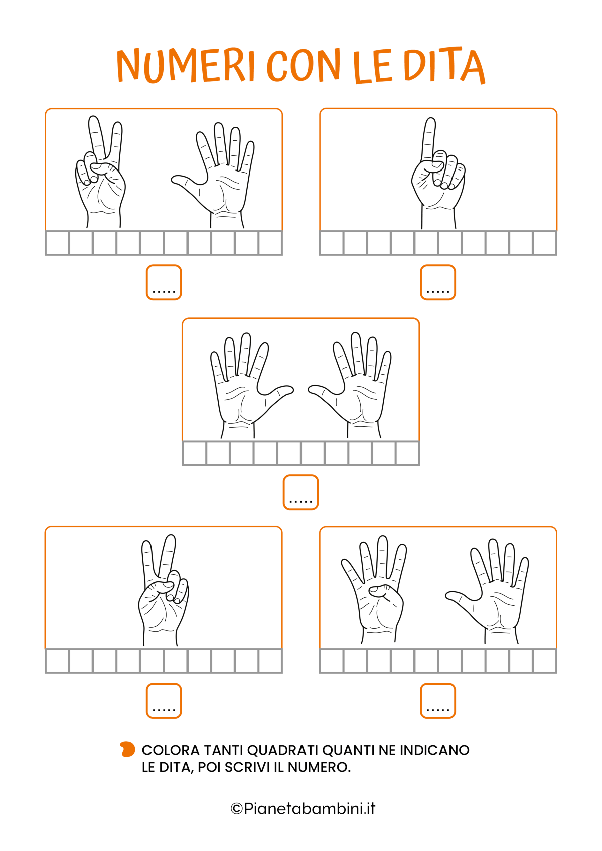 Numeri con le Dita: Schede Didattiche per Bambini | PianetaBambini.it