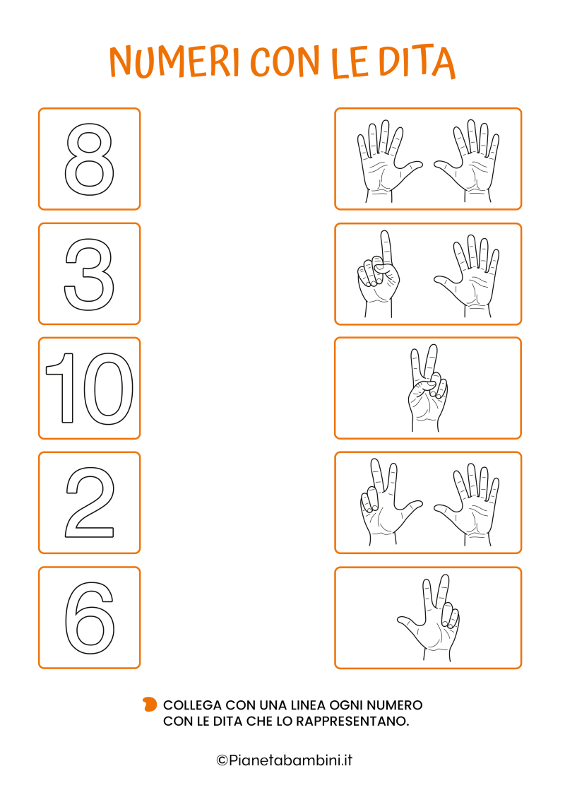 Numeri con le Dita: Schede Didattiche per Bambini | PianetaBambini.it
