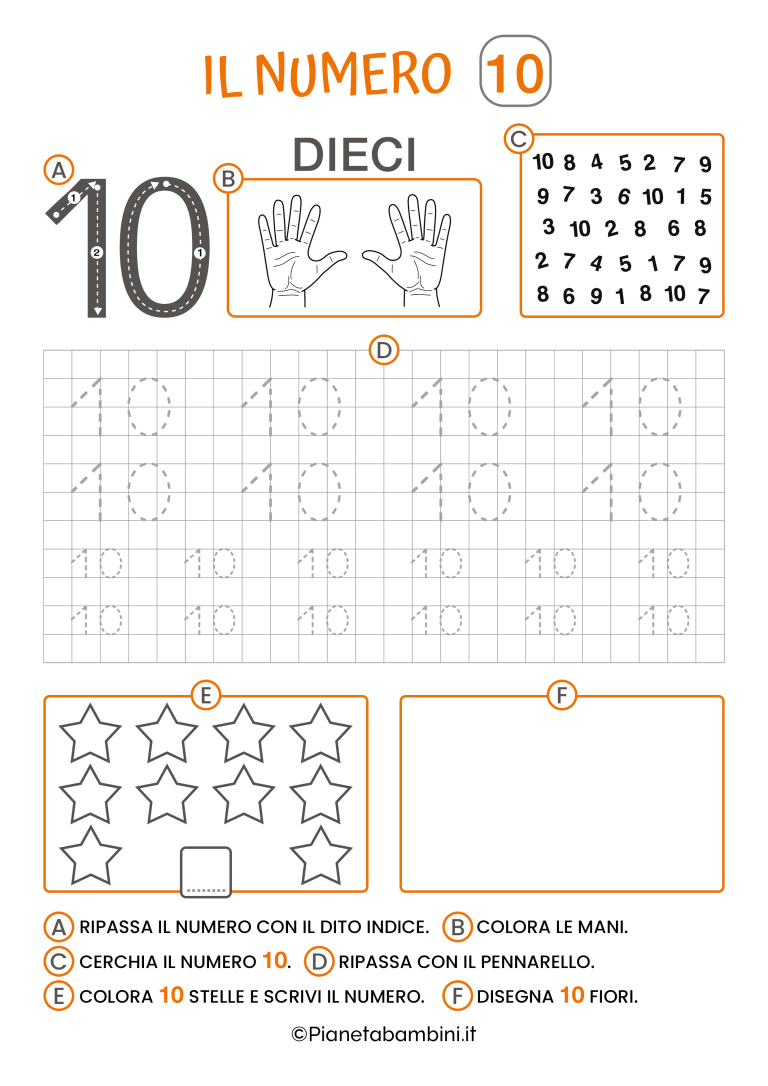 I Numeri da 1 a 10: Schede Didattiche per Bambini | PianetaBambini.it