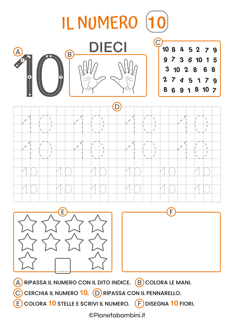 I Numeri da 1 a 10: Schede Didattiche per Bambini | PianetaBambini.it