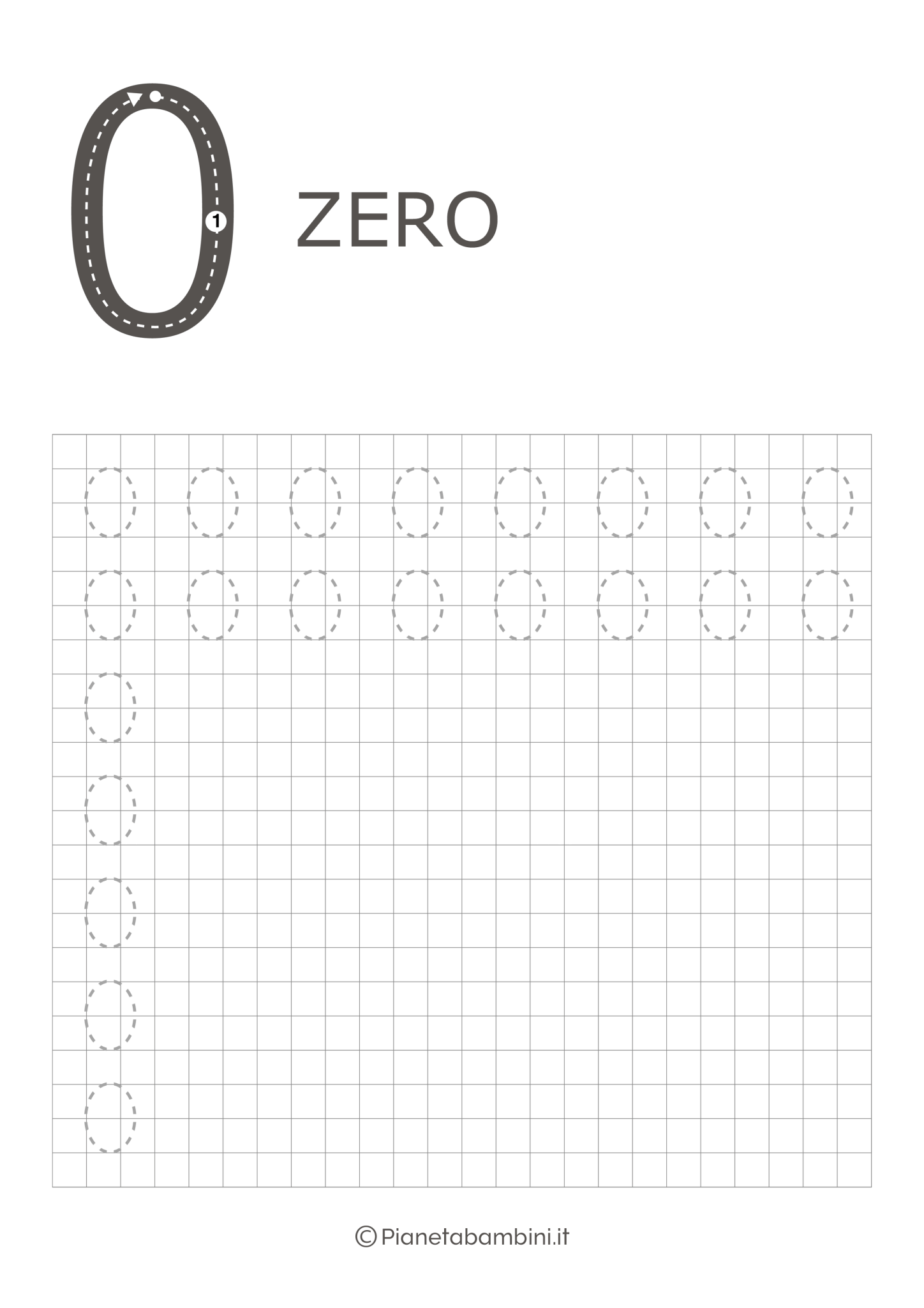 Schede di Pregrafismo dei Numeri da 0 a 9 | PianetaBambini.it