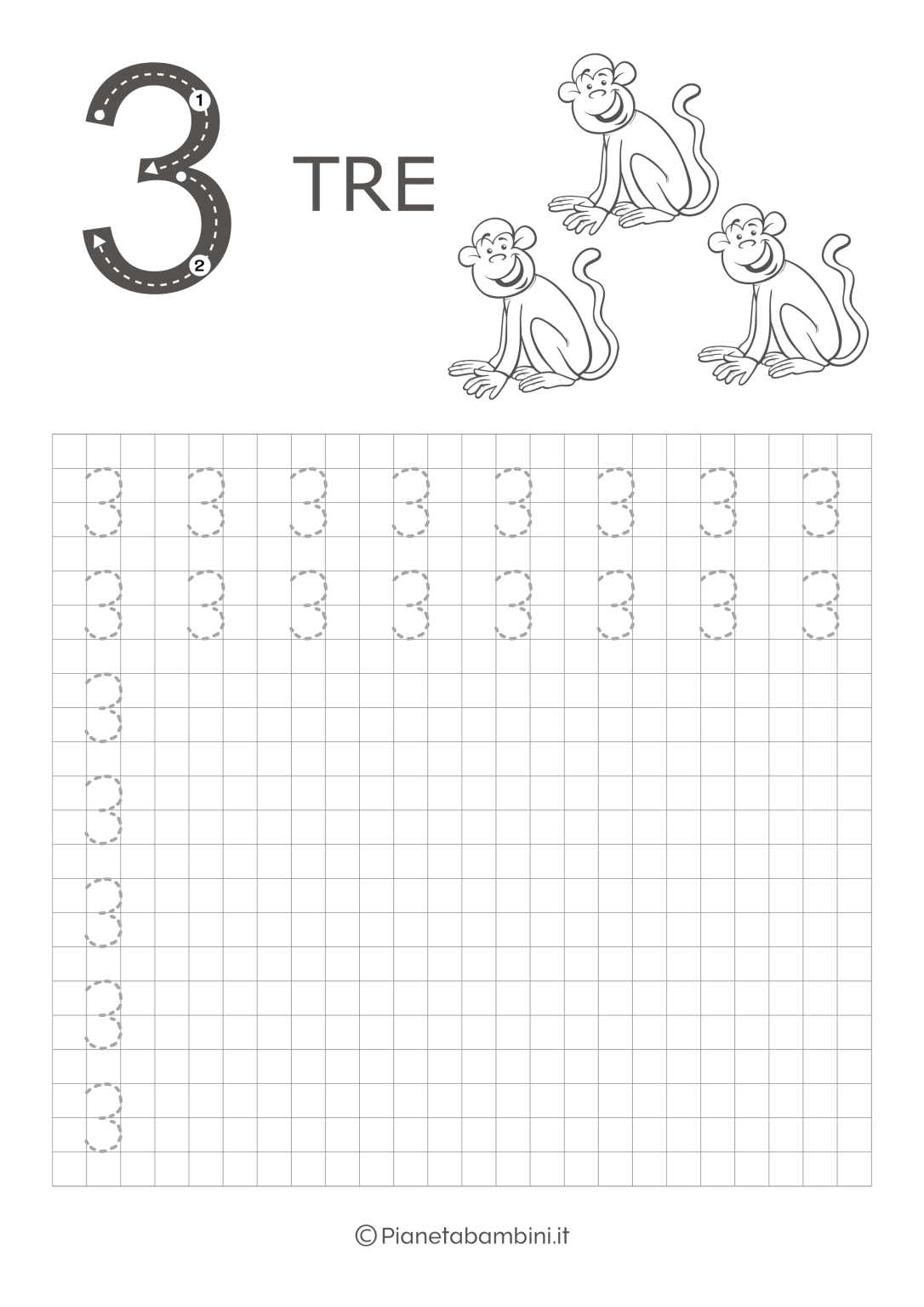 Schede di Pregrafismo dei Numeri da 0 a 9 | PianetaBambini.it