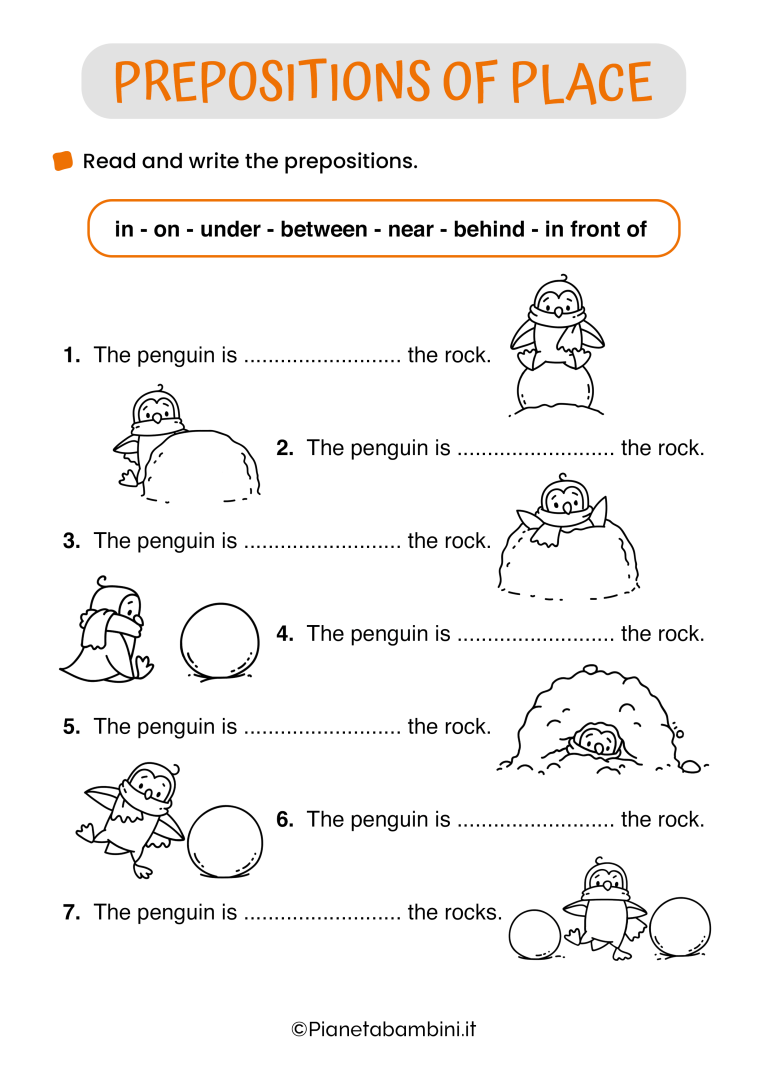 Preposizioni di Luogo in Inglese: Esercizi per la Scuola Primaria ...