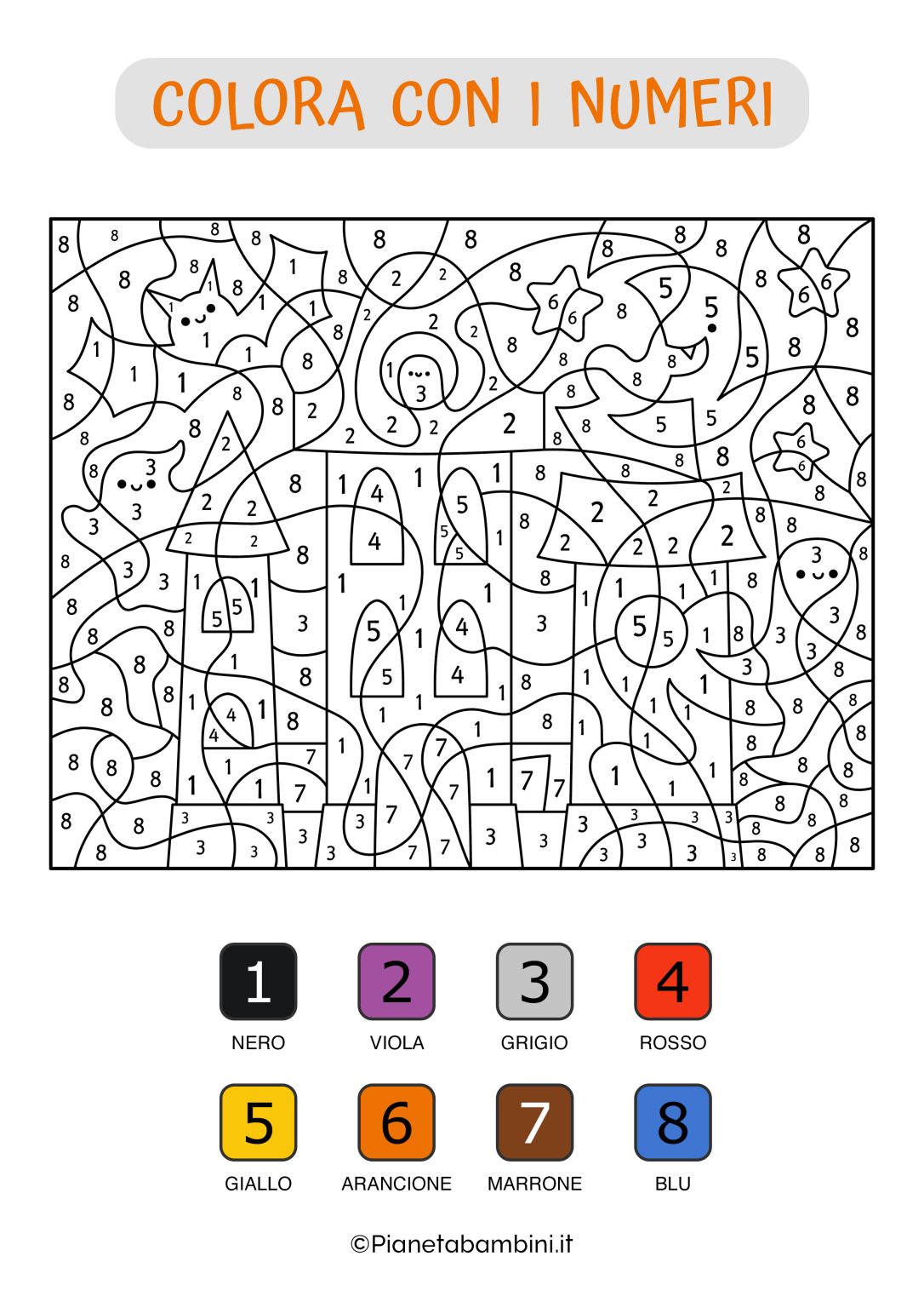Colora con i Numeri di Halloween | PianetaBambini.it