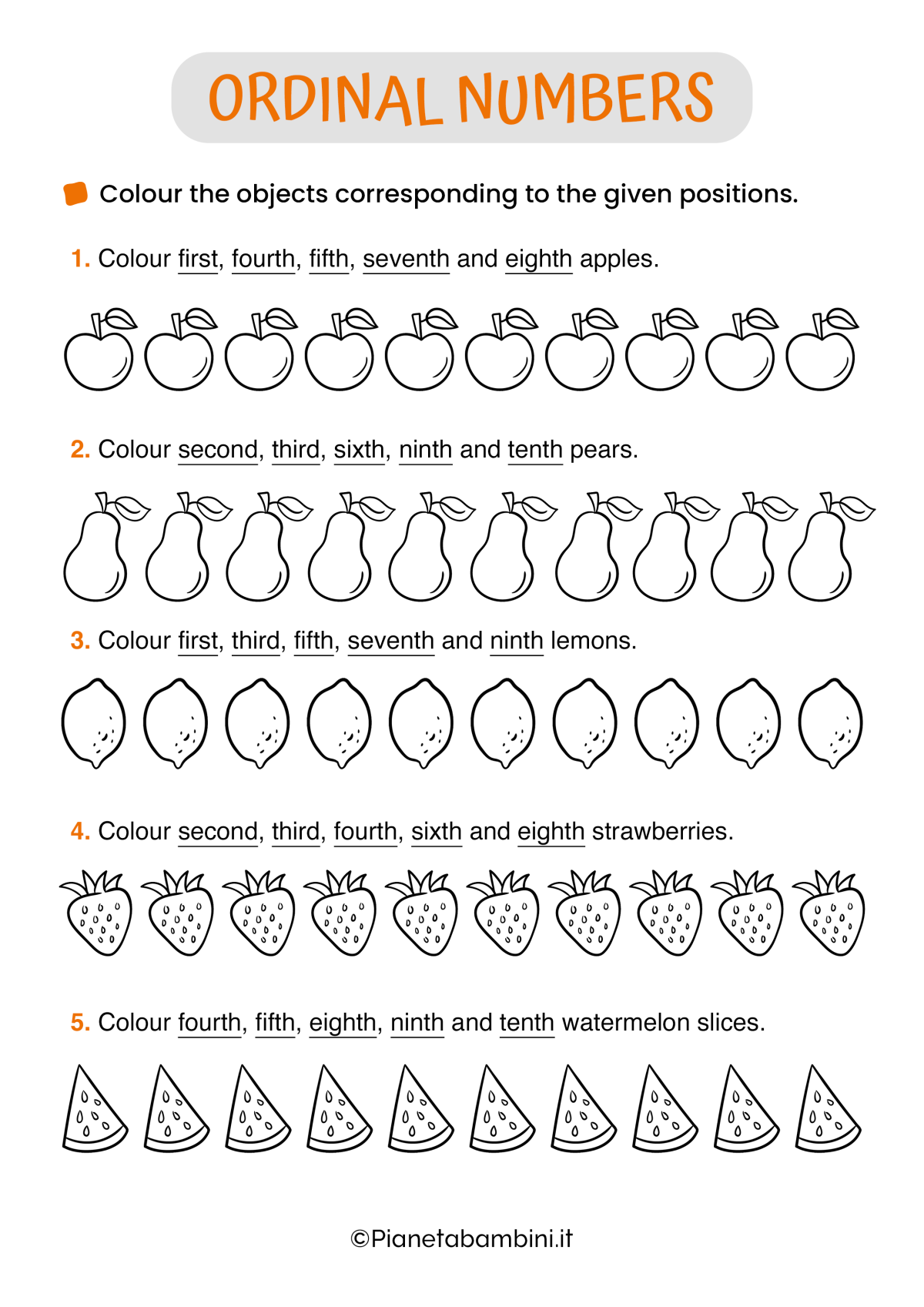 I Numeri Ordinali in Inglese: Schede per la Scuola Primaria ...