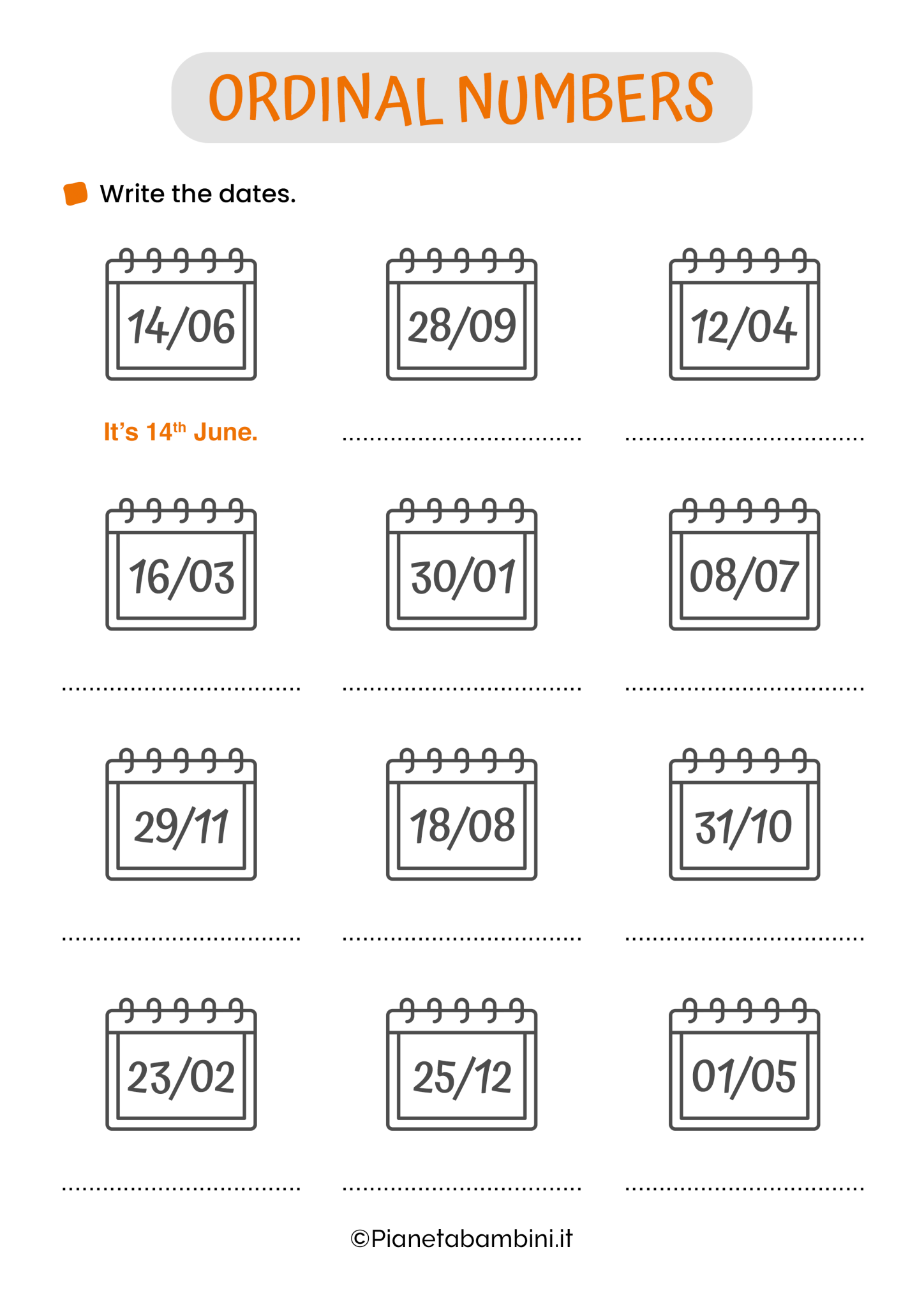 I Numeri Ordinali in Inglese: Schede per la Scuola Primaria ...