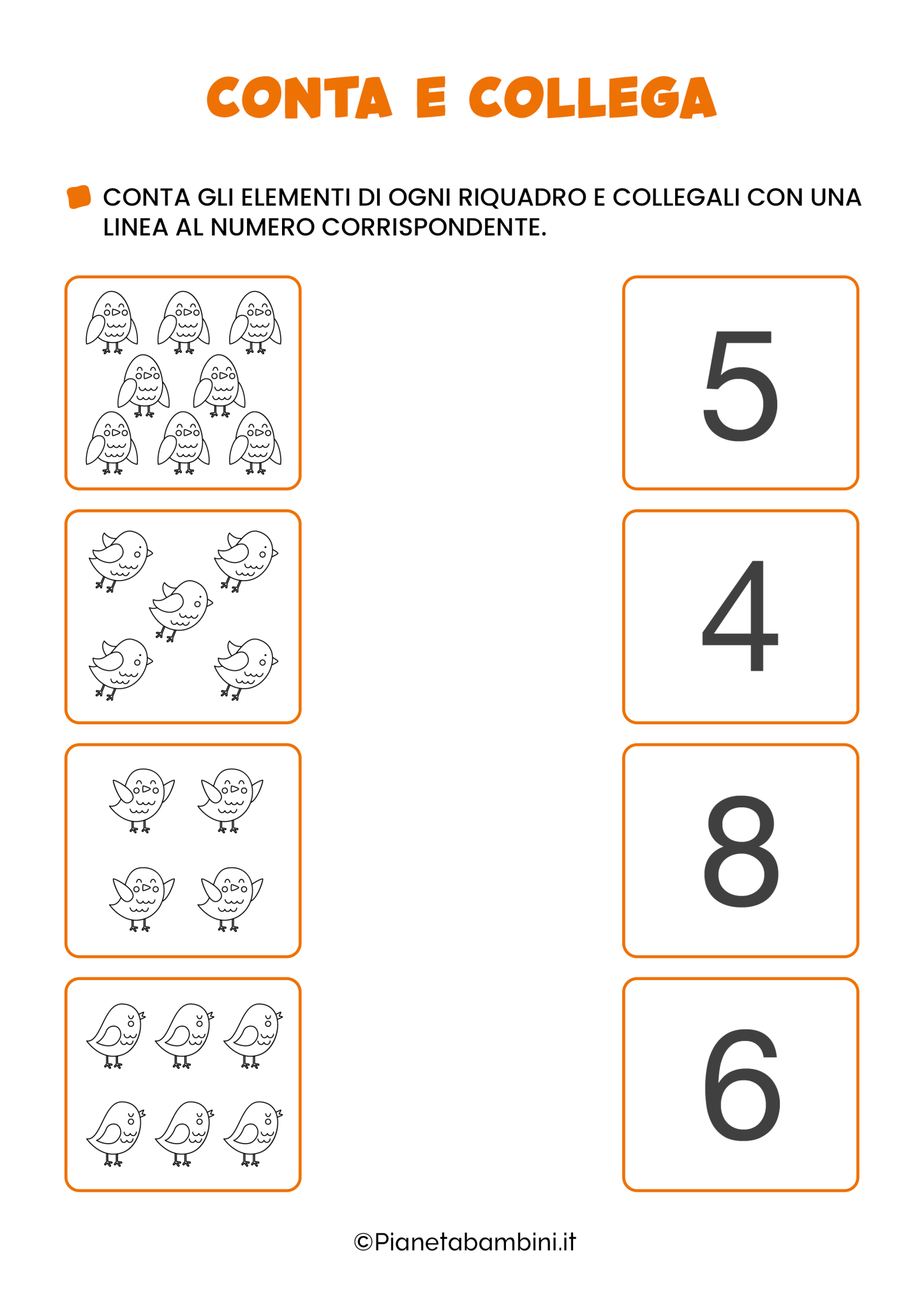 Conta e Collega: Schede Didattiche per Bambini | PianetaBambini.it
