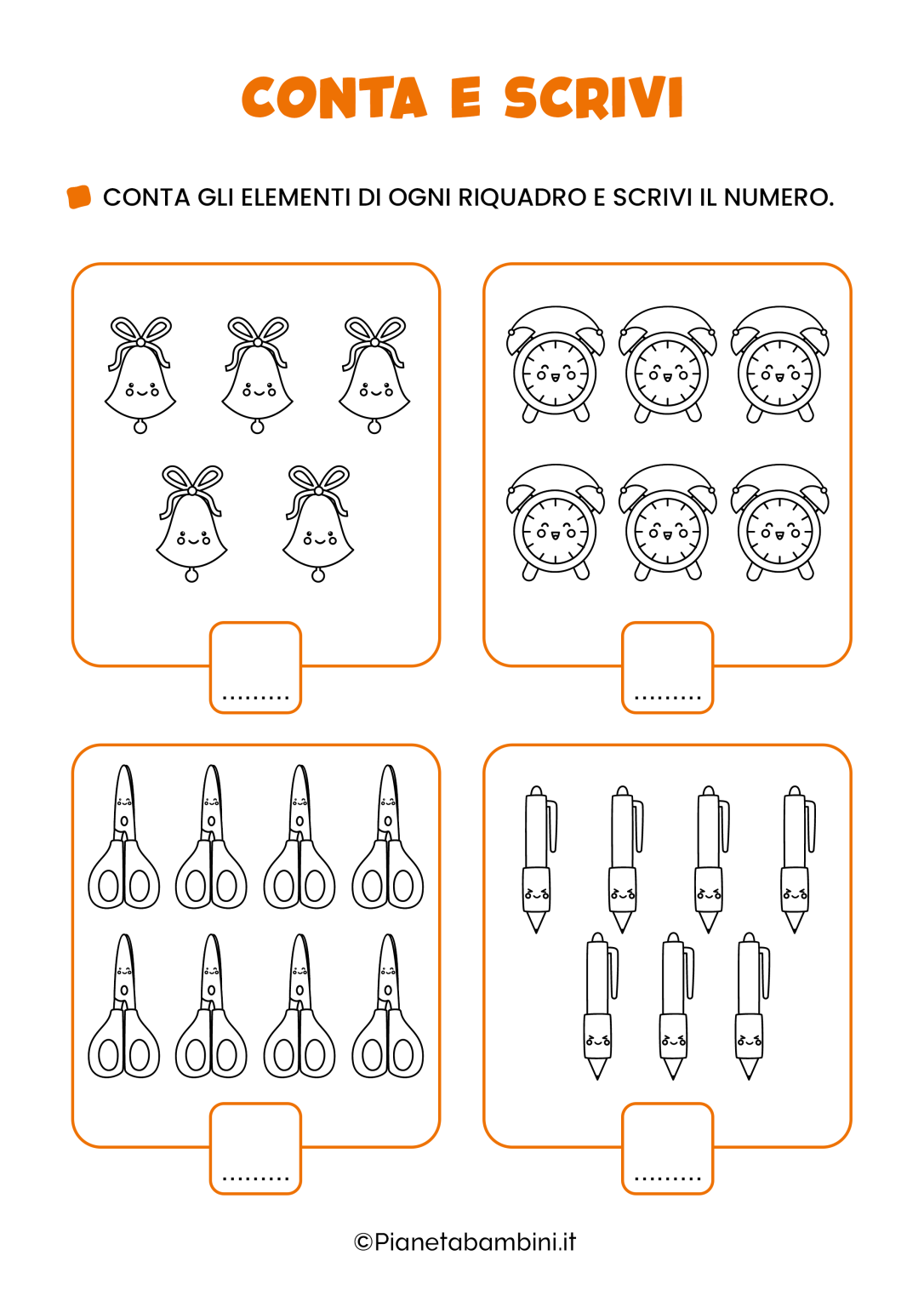 Conta e Scrivi: Schede Didattiche per Bambini | PianetaBambini.it