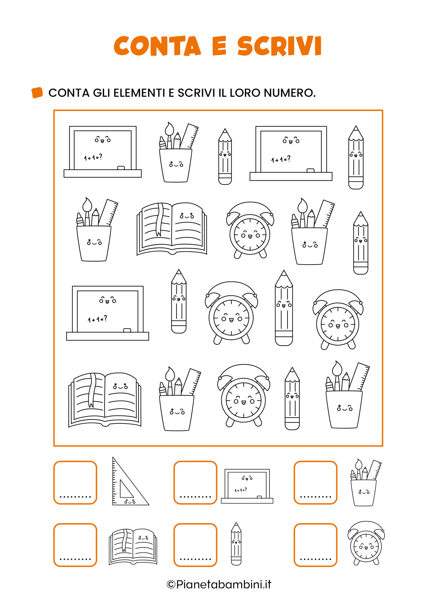 Conta e Scrivi: Schede Didattiche per Bambini | PianetaBambini.it