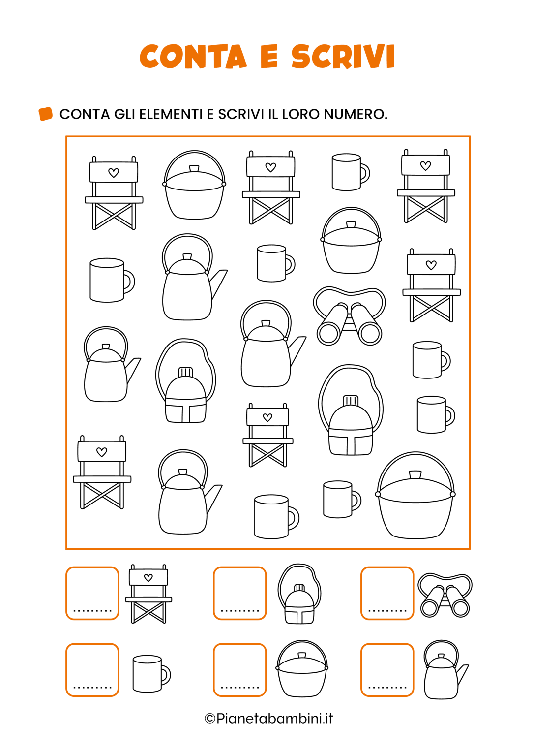 Conta e Scrivi: Schede Didattiche per Bambini | PianetaBambini.it