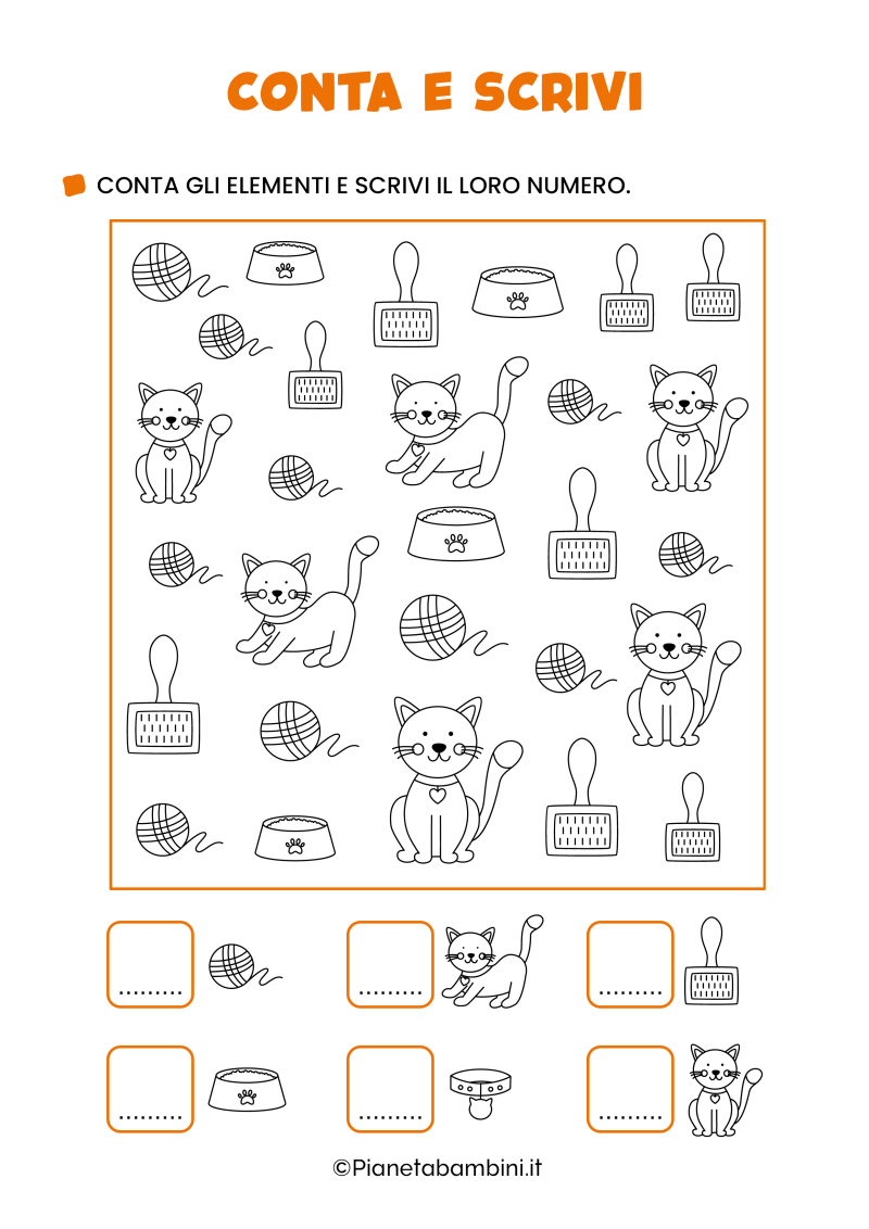 Conta e Scrivi: Schede Didattiche per Bambini | PianetaBambini.it
