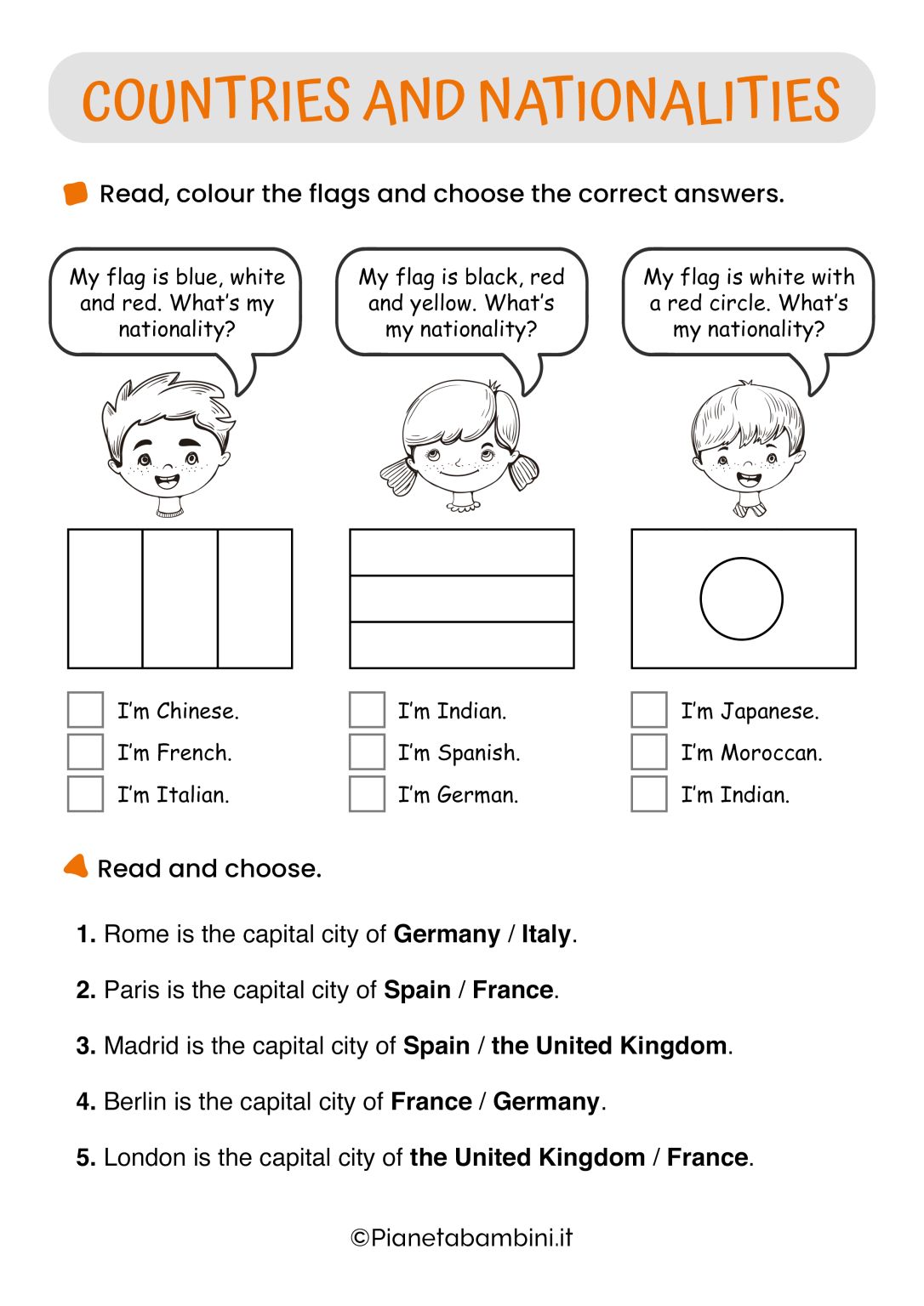 Paesi e Nazionalità in Inglese: Schede per la Scuola Primaria ...