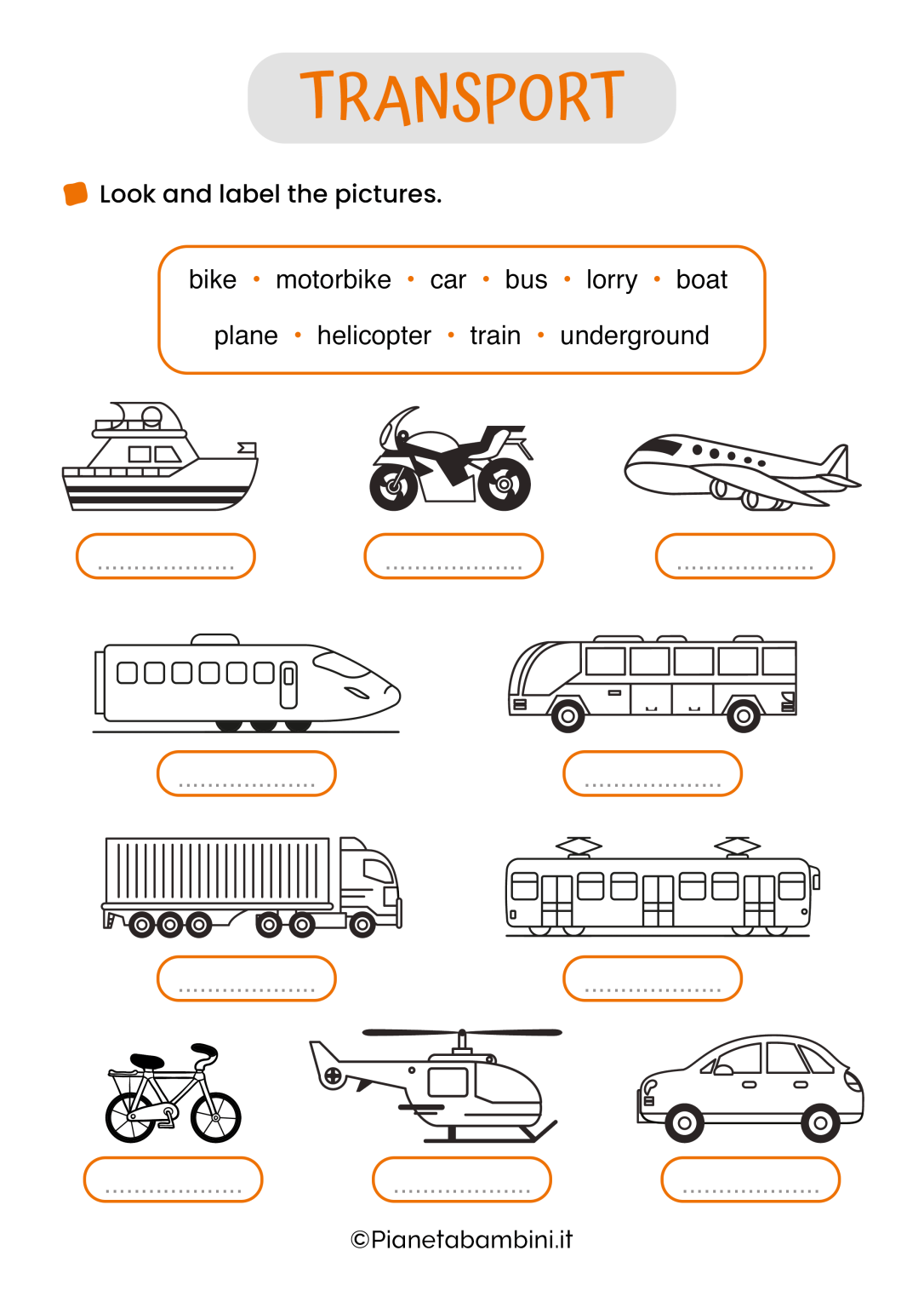 Mezzi di Trasporto in Inglese: Schede per la Scuola Primaria ...