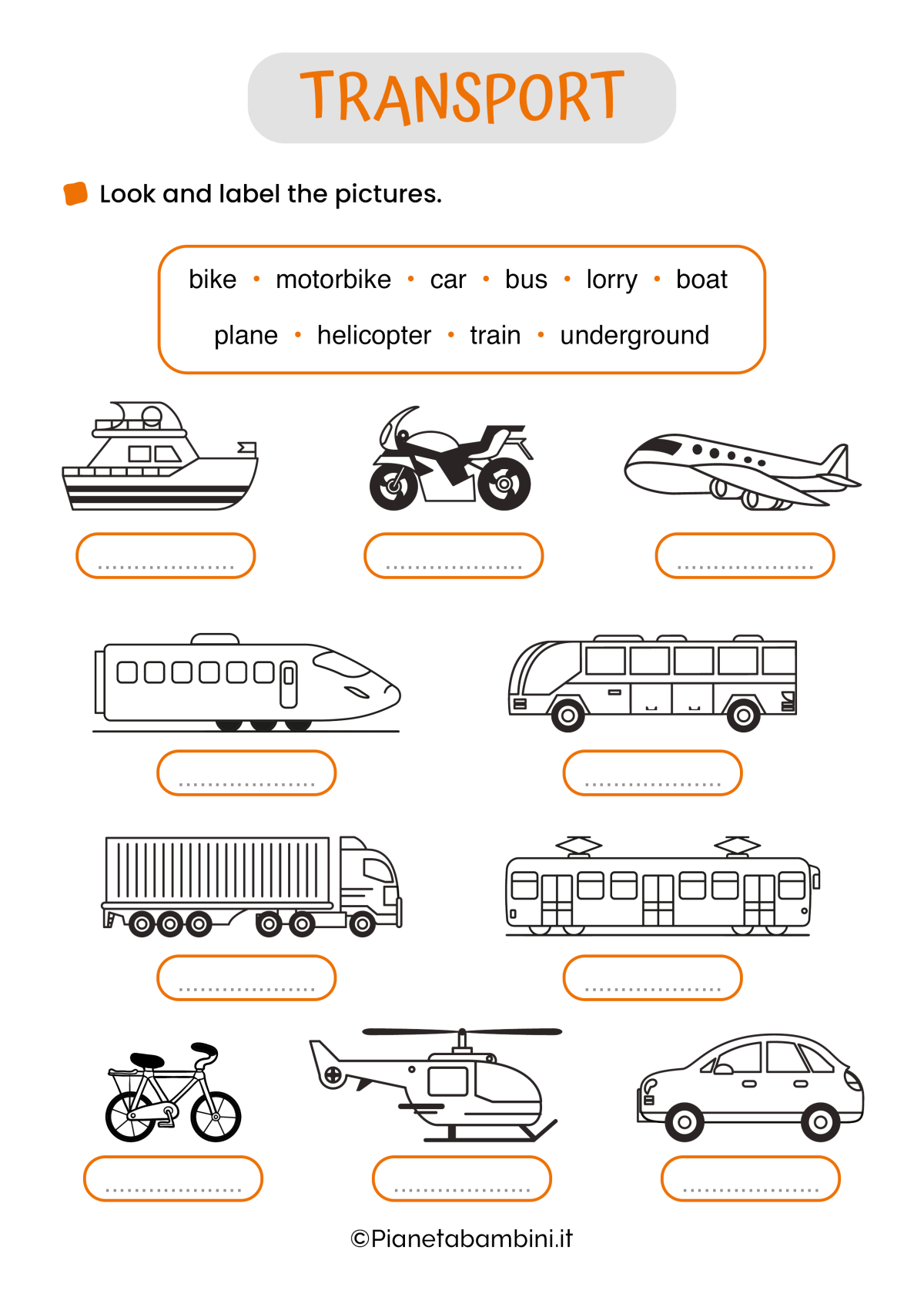 Mezzi di Trasporto in Inglese: Schede per la Scuola Primaria ...