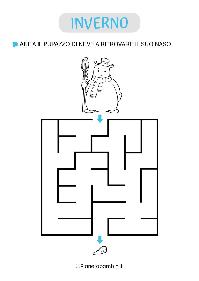 Labirinti sull'Inverno da Stampare per Bambini | PianetaBambini.it