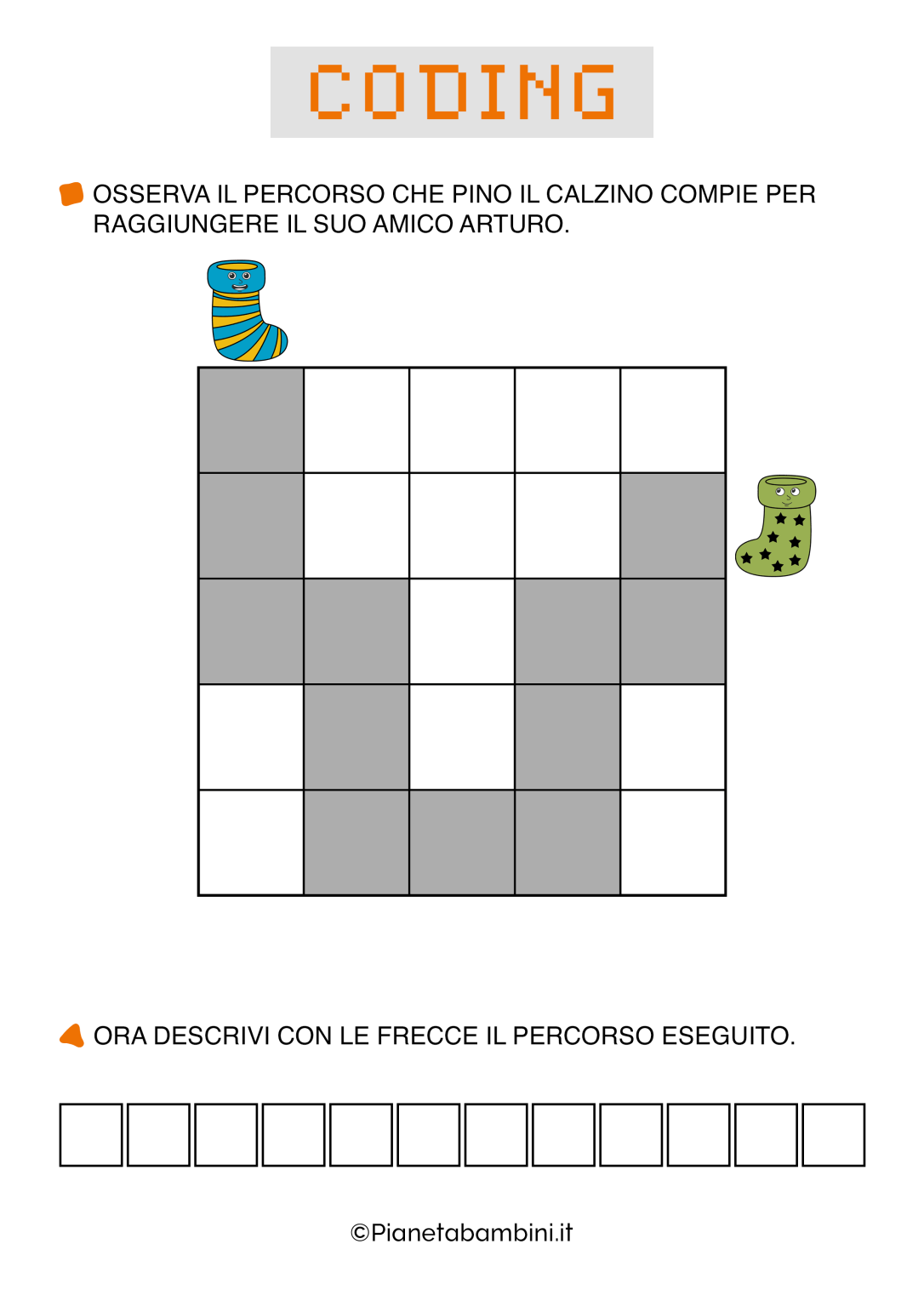 Schede di Coding per la Giornata dei Calzini Spaiati | PianetaBambini.it