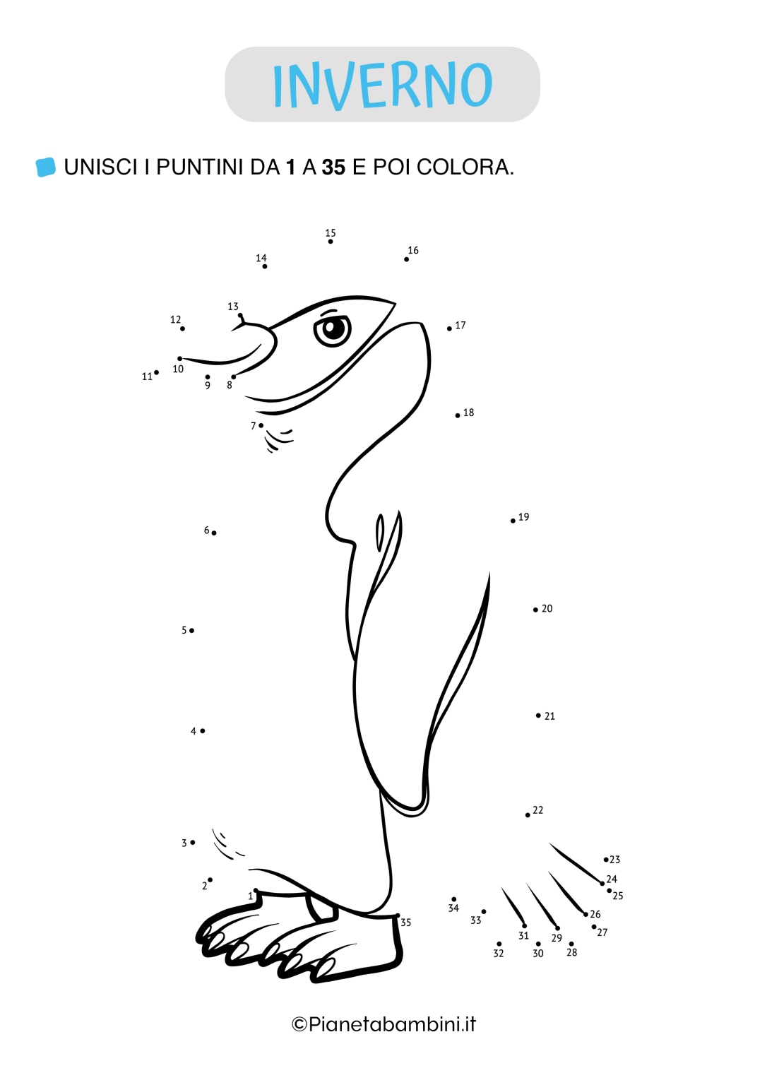 Unisci i Puntini sull'Inverno da Stampare | PianetaBambini.it