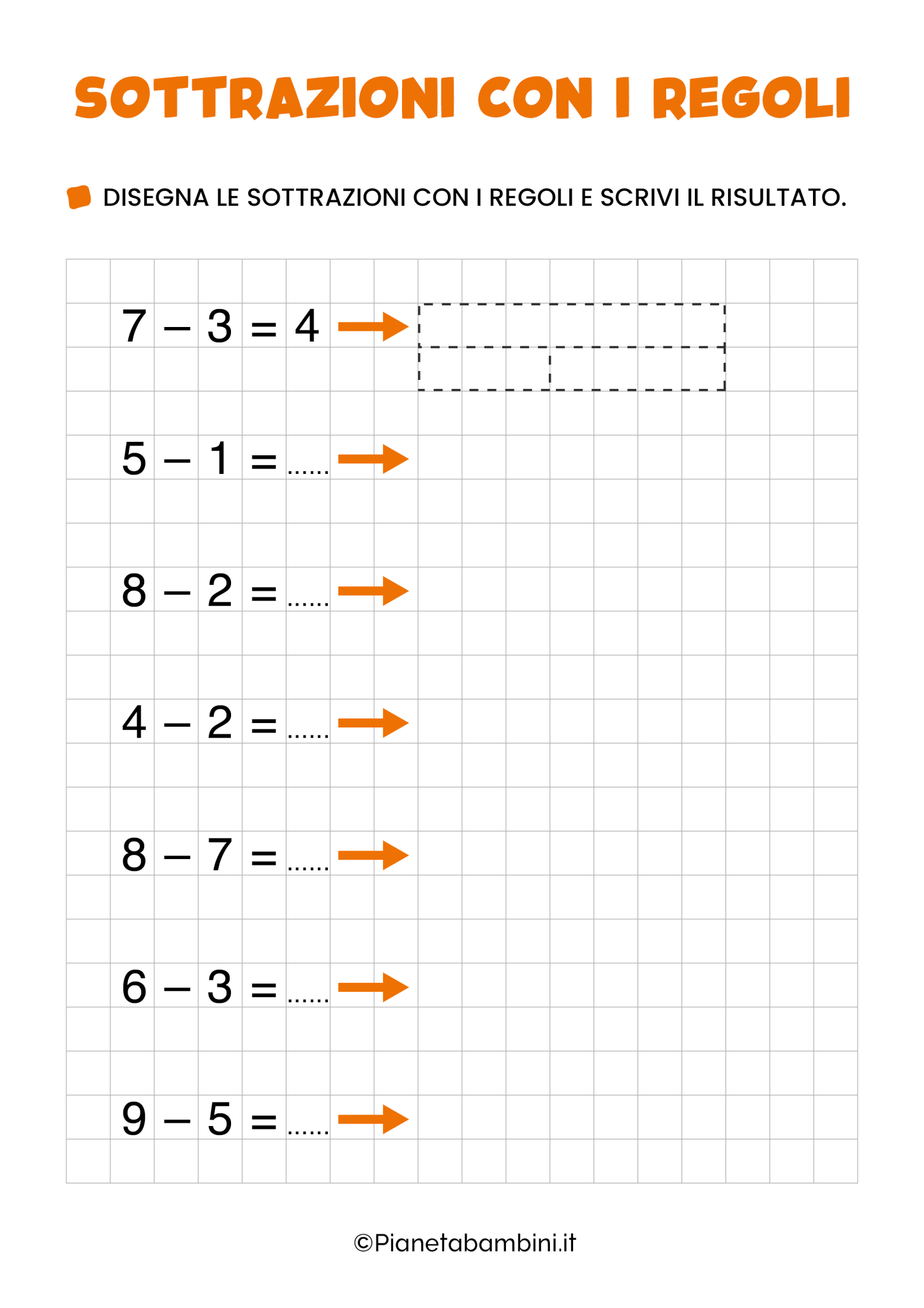 Sottrazioni con i Regoli: Schede per la Classe Prima | PianetaBambini.it