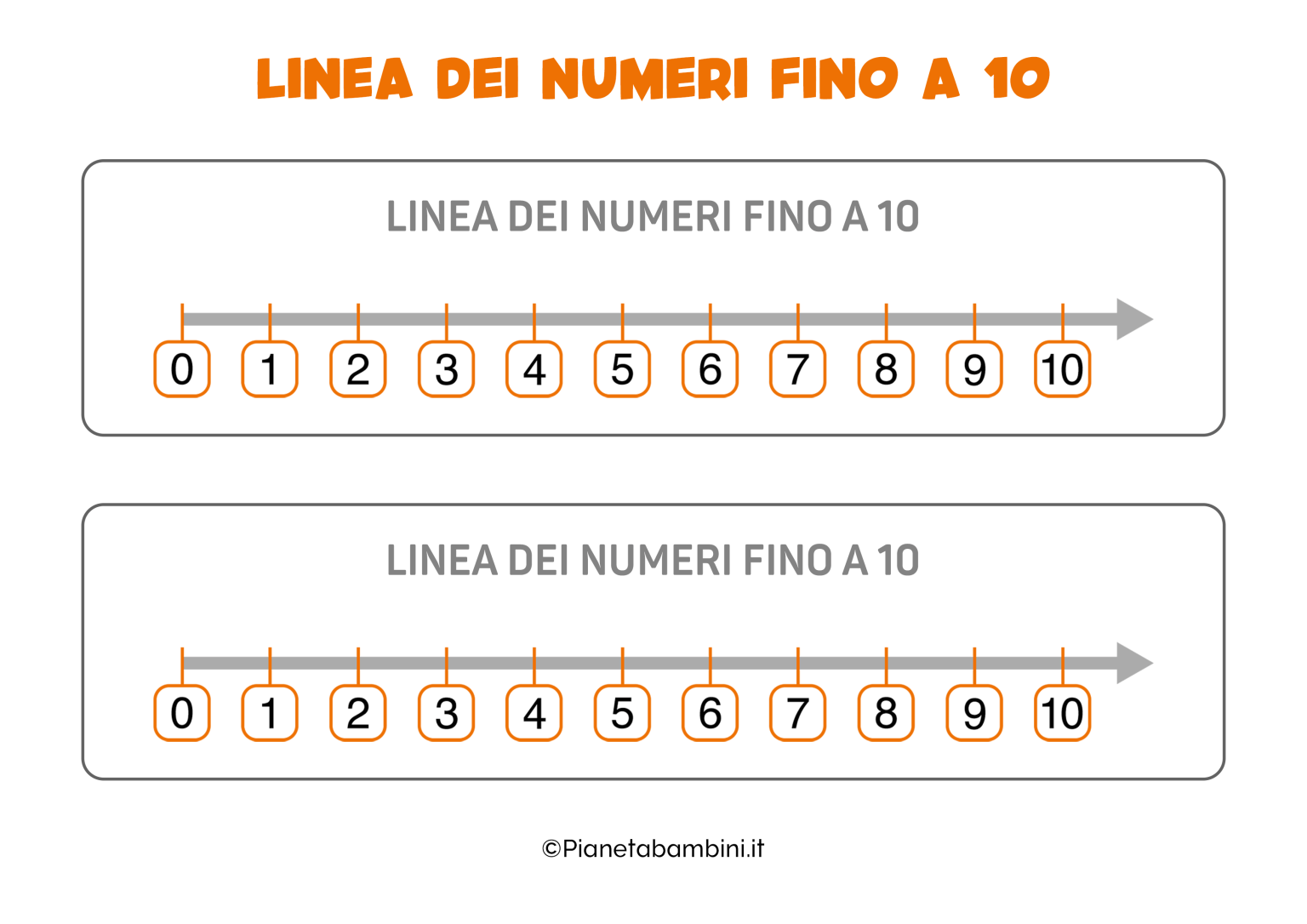 Linea dei Numeri da Stampare (fino a 10, 20, 50 e 100) | PianetaBambini.it