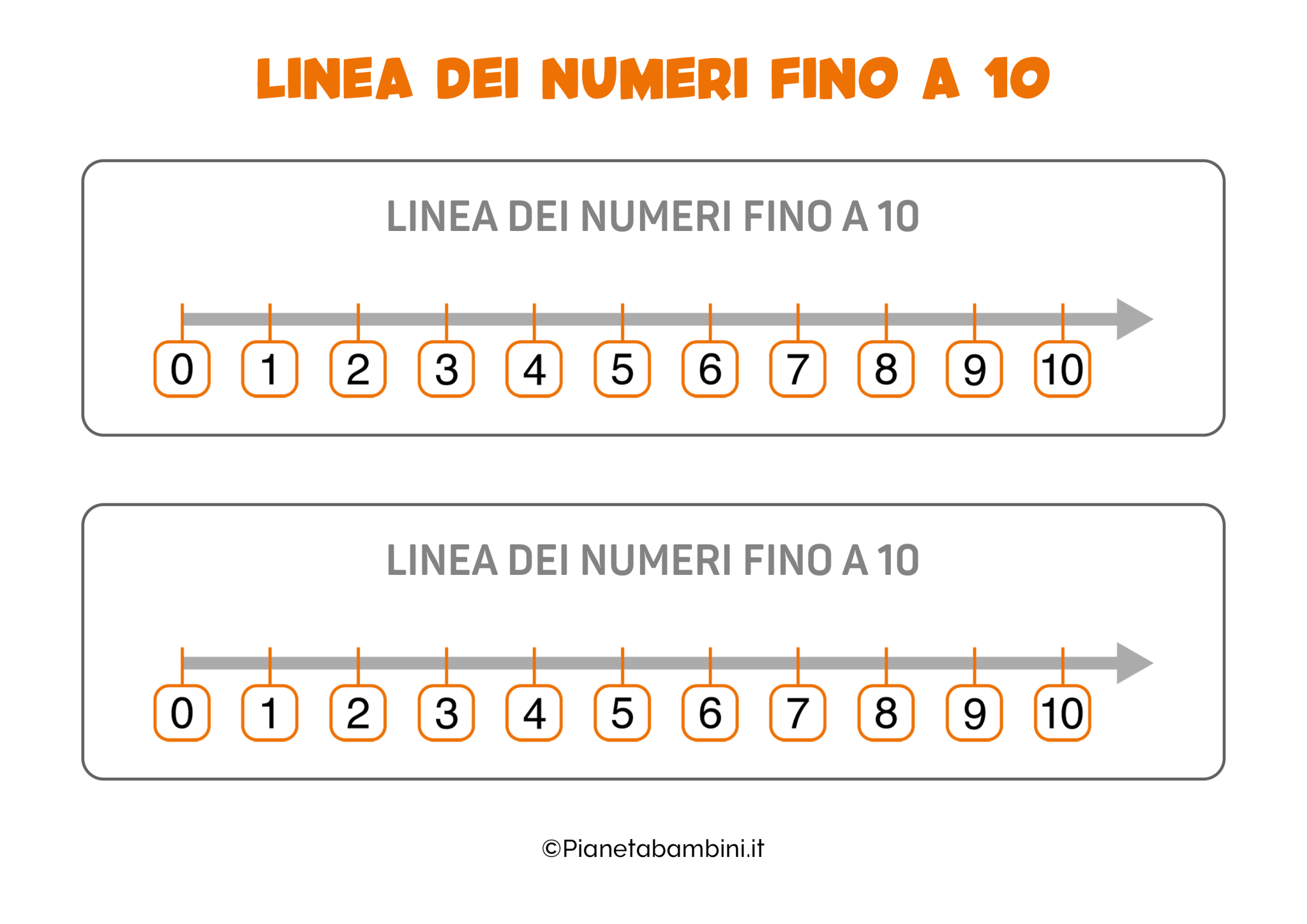 Linea dei Numeri da Stampare (fino a 10, 20, 50 e 100) | PianetaBambini.it
