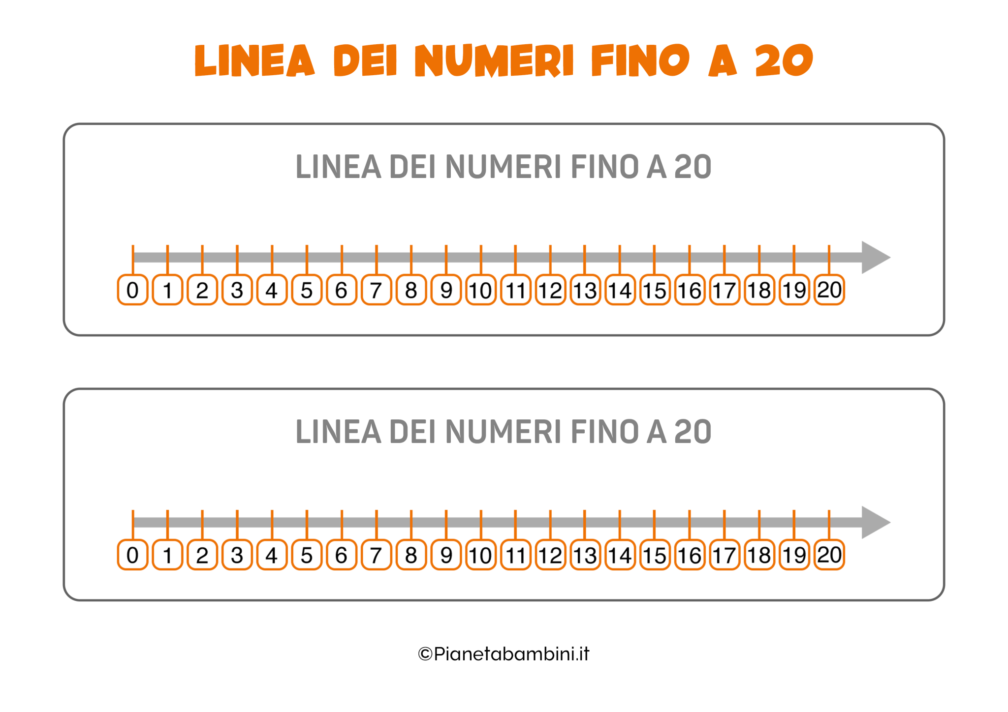 Linea dei Numeri da Stampare (fino a 10, 20, 50 e 100) | PianetaBambini.it