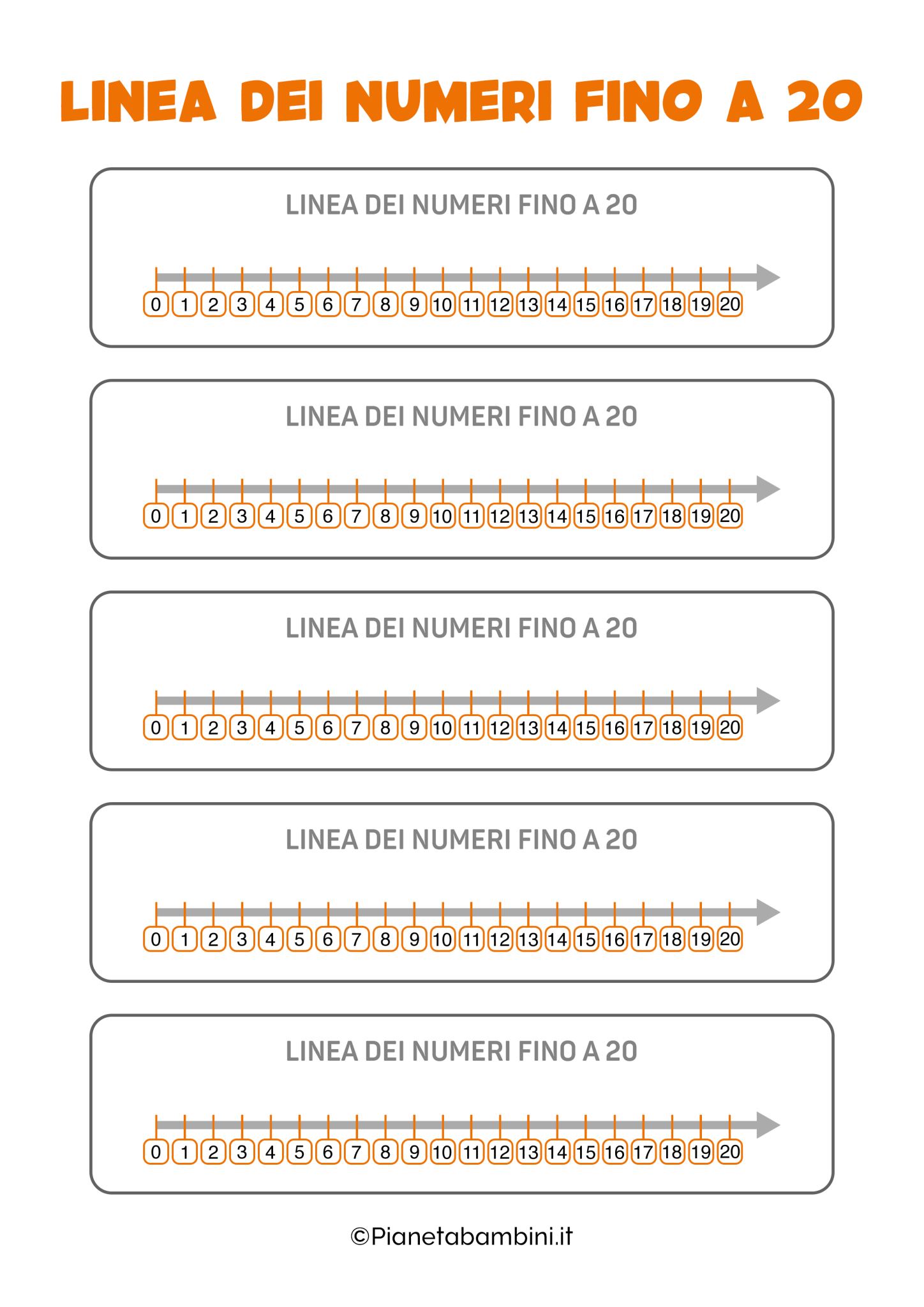 Linea dei Numeri da Stampare (fino a 10, 20, 50 e 100) | PianetaBambini.it