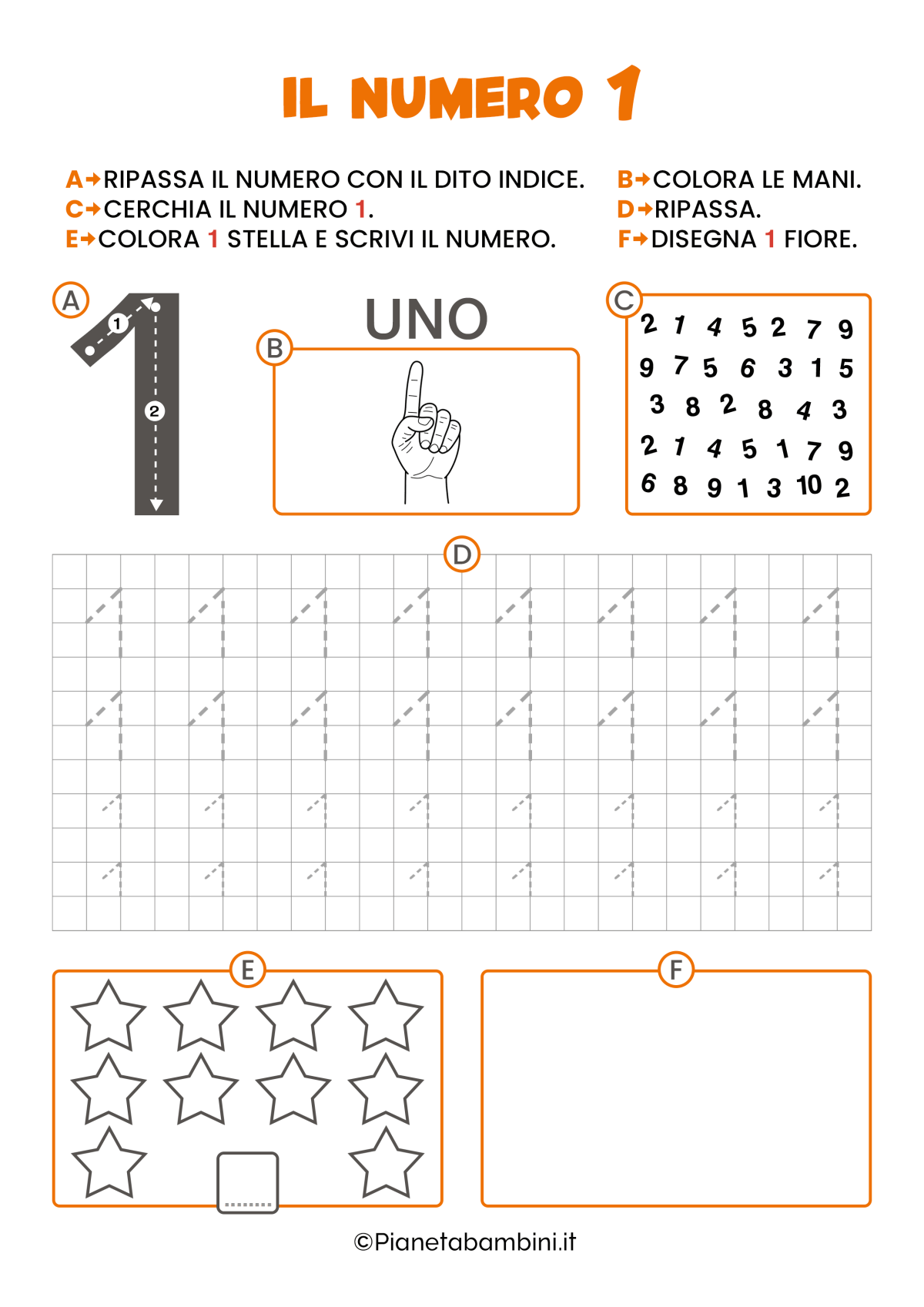 Il Numero 1: Schede per la Classe Prima | PianetaBambini.it