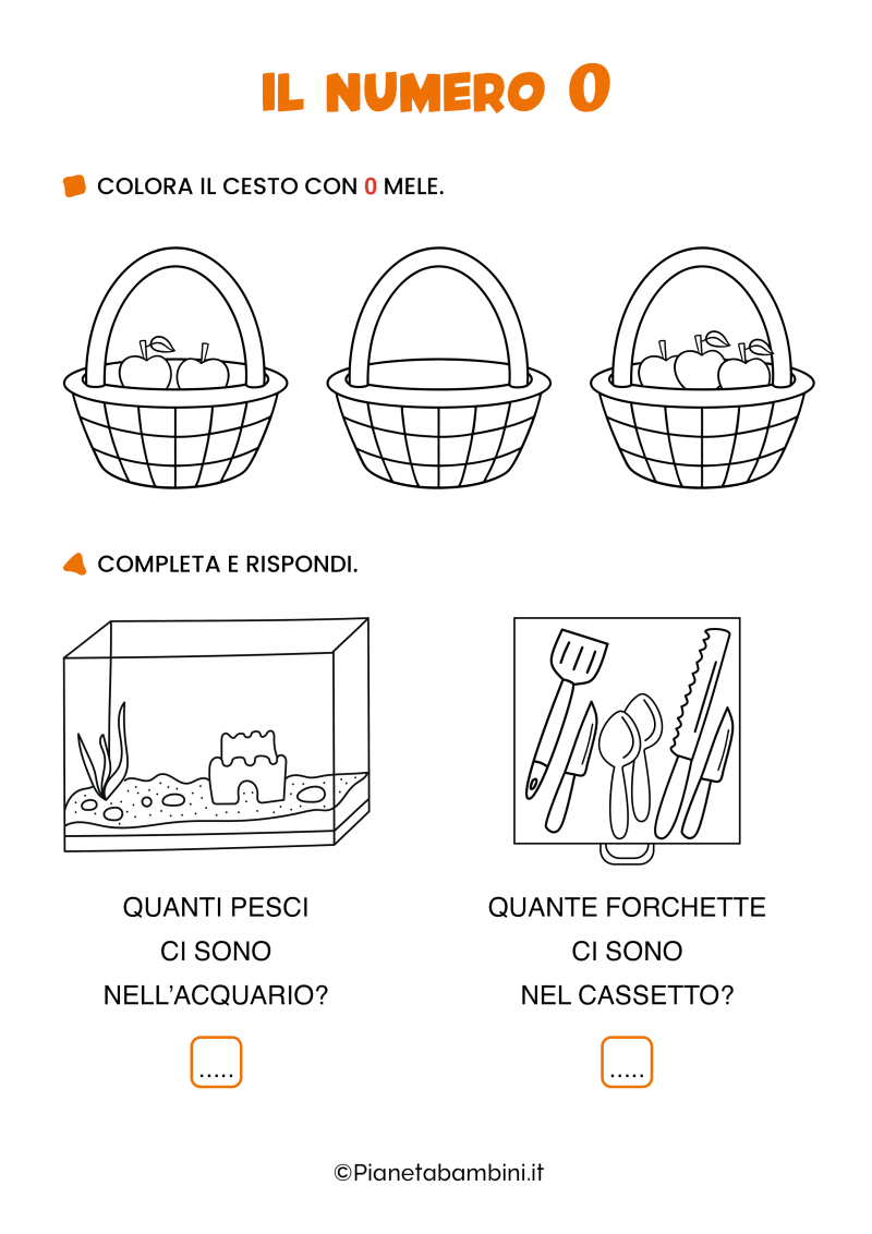 Il Numero Zero: Schede per la Classe Prima | PianetaBambini.it