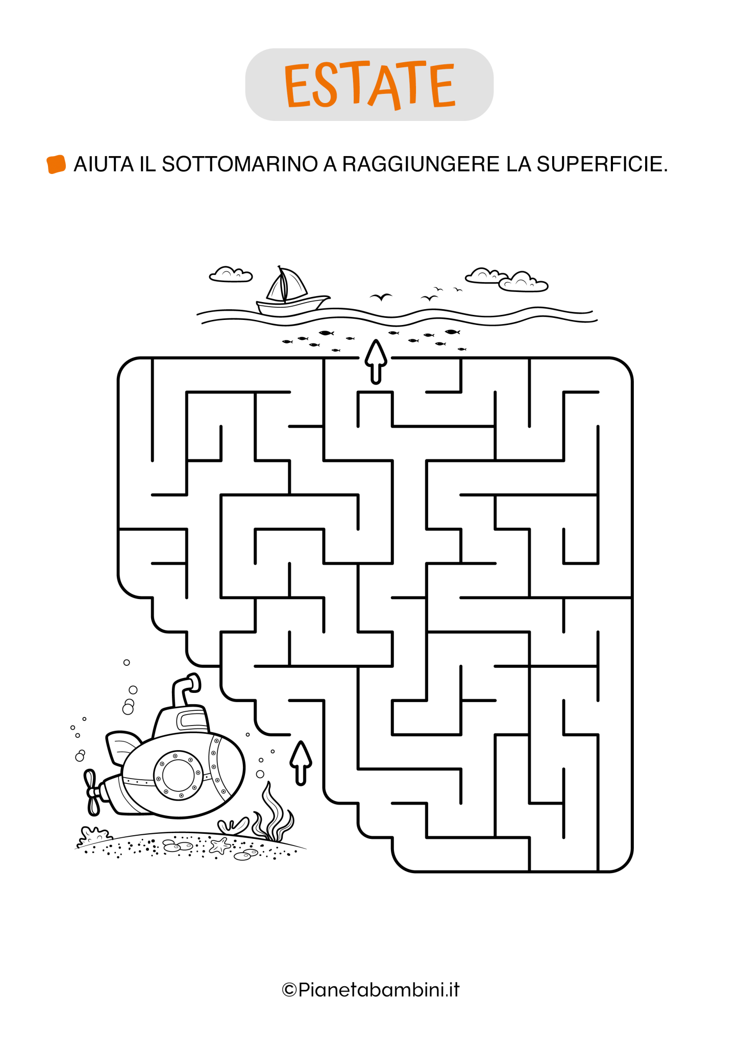 Labirinti sull'Estate da Stampare per Bambini | PianetaBambini.it