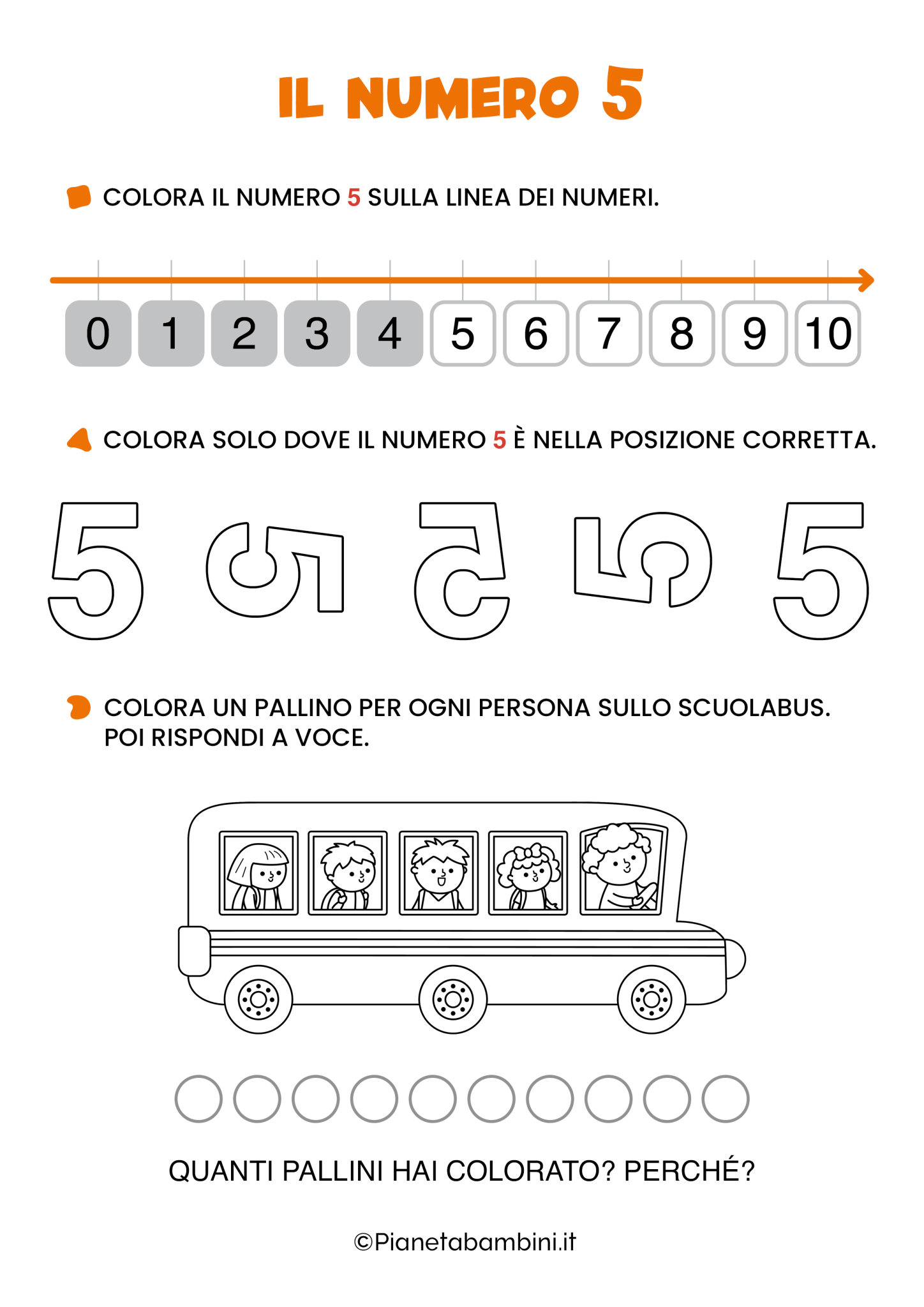 Il Numero 5: Schede per la Classe Prima | PianetaBambini.it