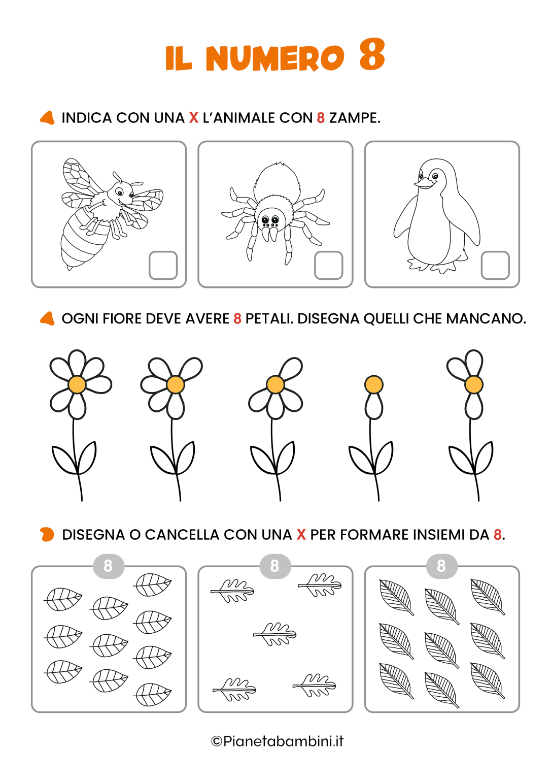 Il Numero 8: Schede per la Classe Prima | PianetaBambini.it