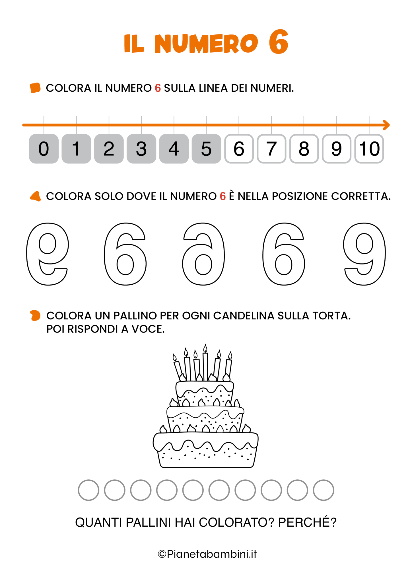 Il Numero 6: Schede per la Classe Prima | PianetaBambini.it