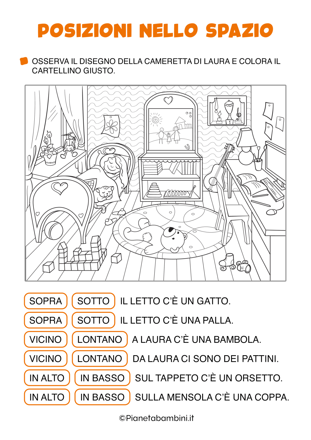 Posizioni nello Spazio: Schede per la Classe Prima | PianetaBambini.it